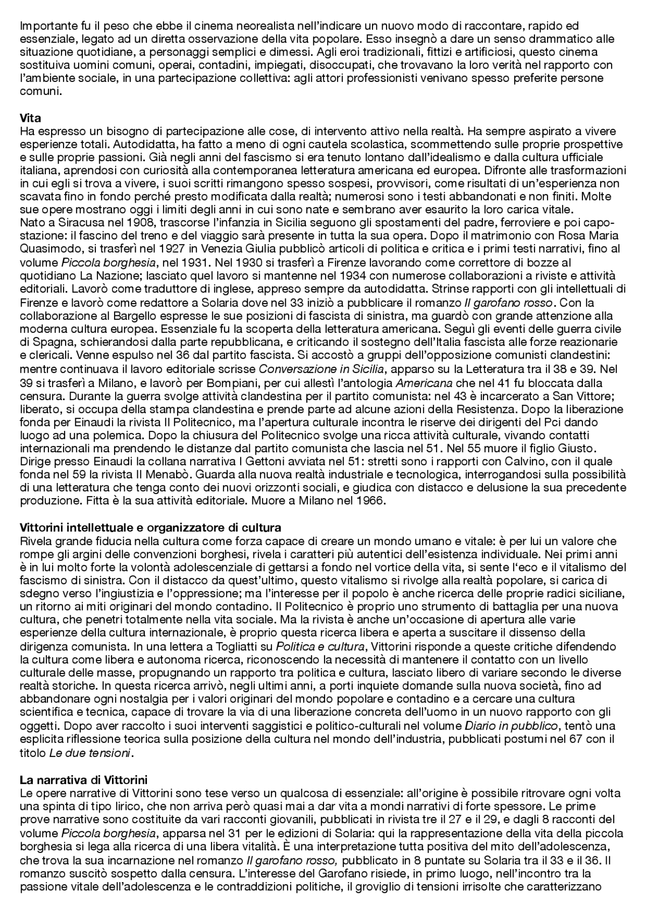 Riassunto Di Vittorini Pdf Docsity