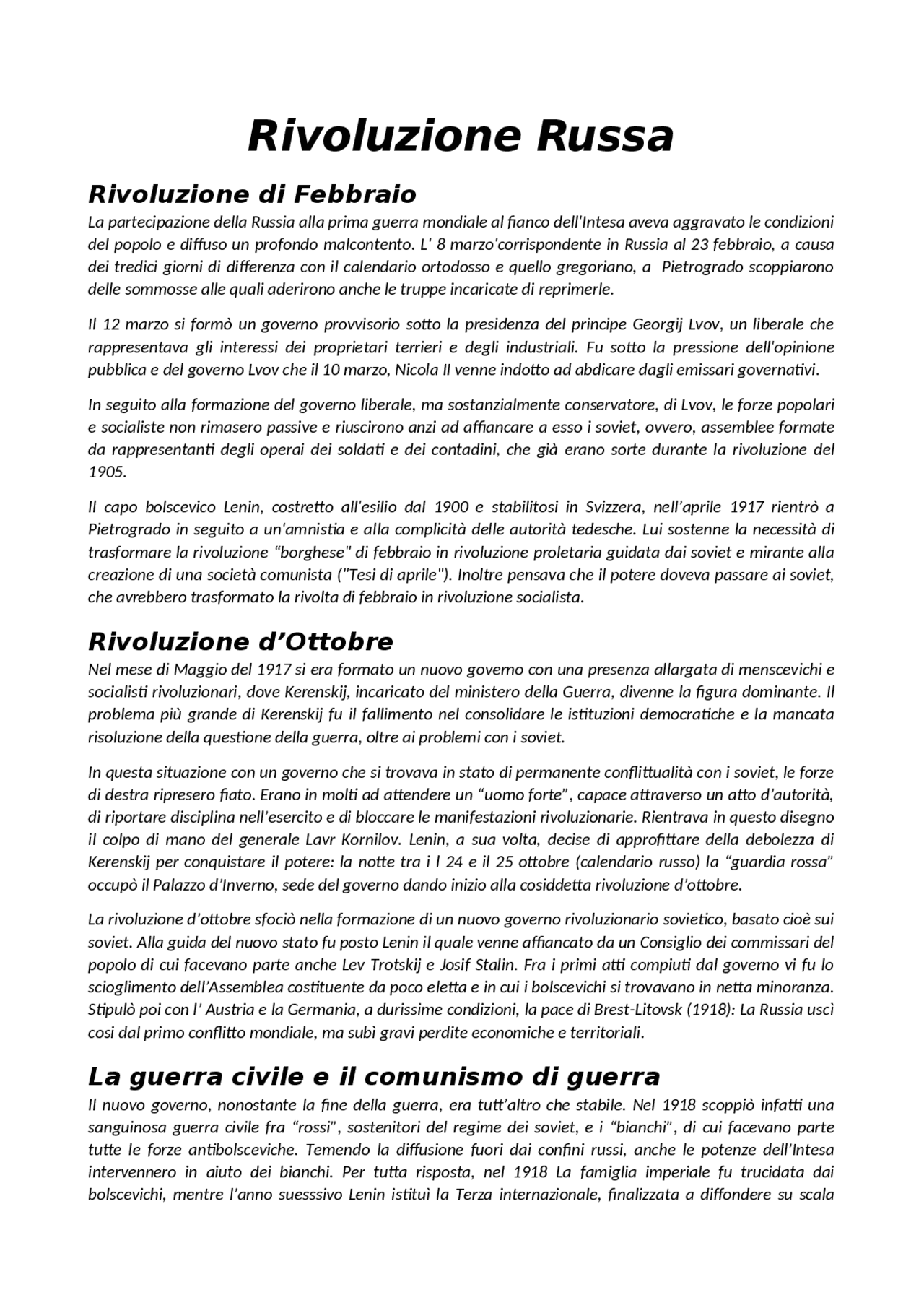 Riassunto Programma Di Storia Del Quinto Superiore Docsity