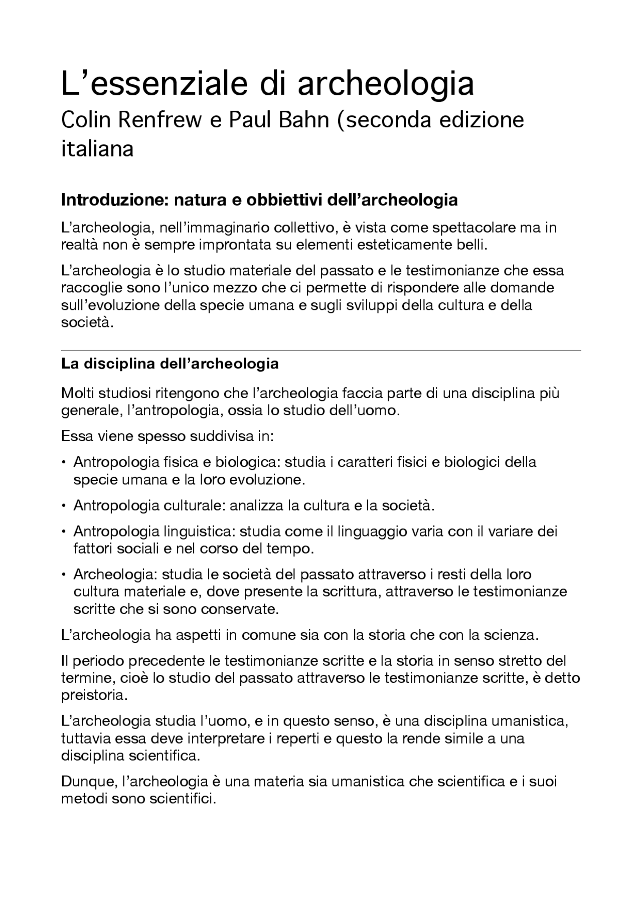 Lessenziale Di Archeologia Riassunto Docsity