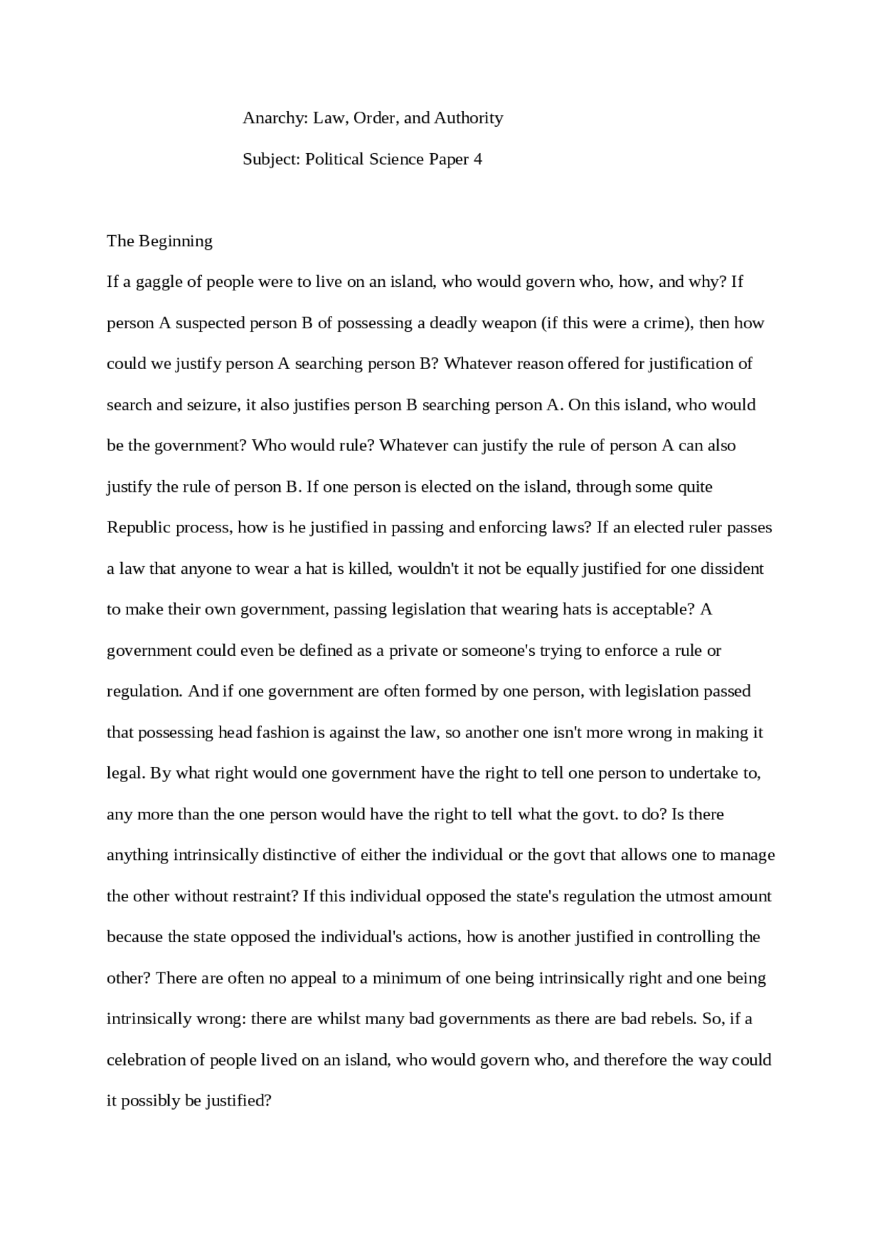 Anarchy: Law, Order and Authority | Essays (university) Management ...