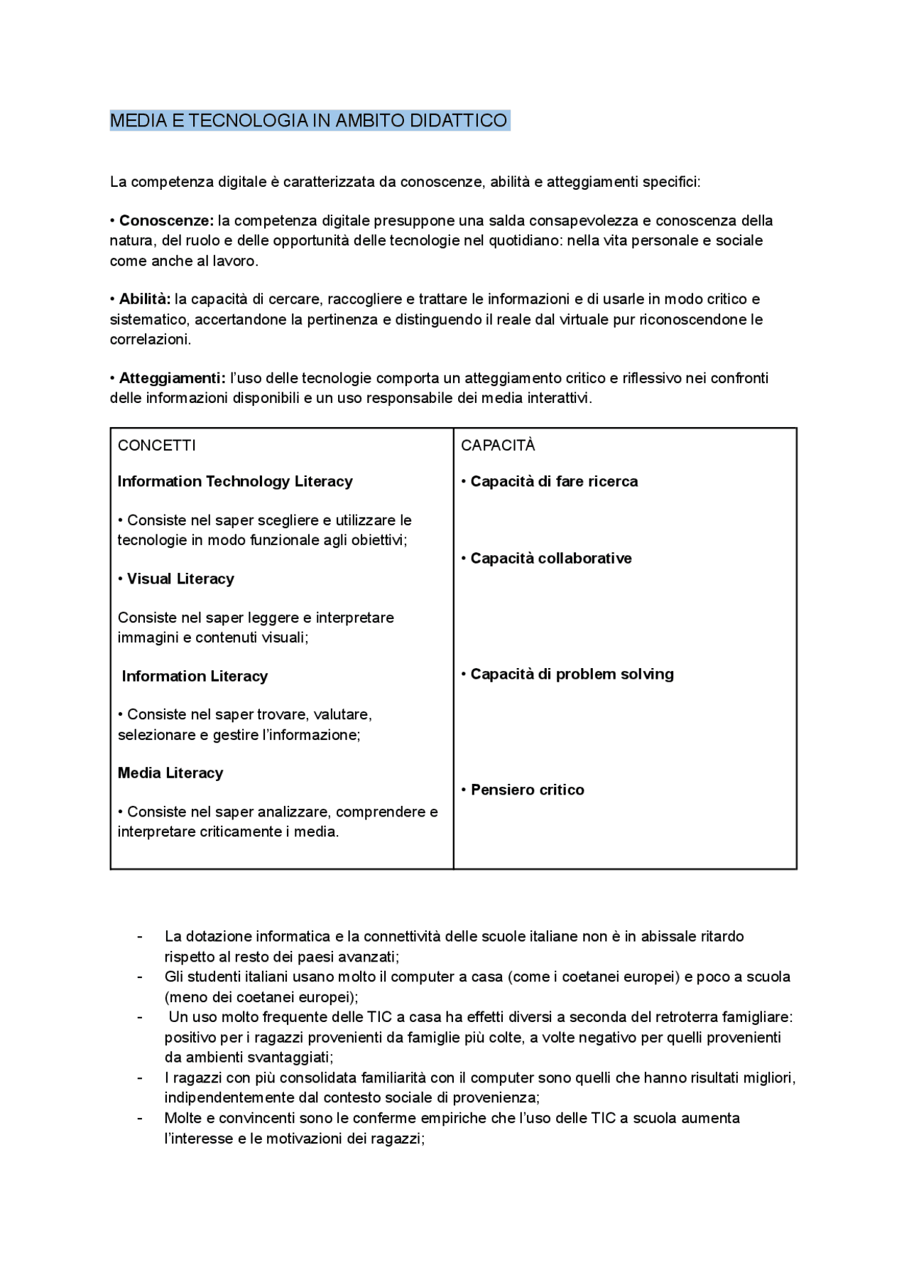 Media E Tecnologia A Scuola Tfa Docsity