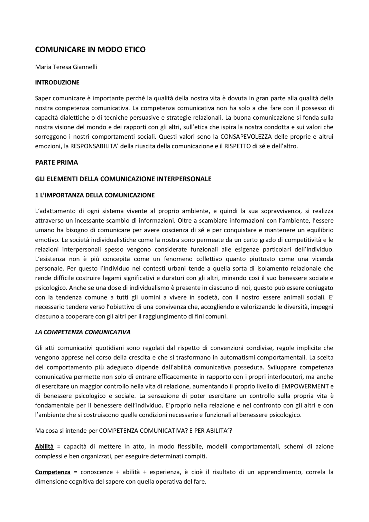 Comunicare In Modo Etico Docsity