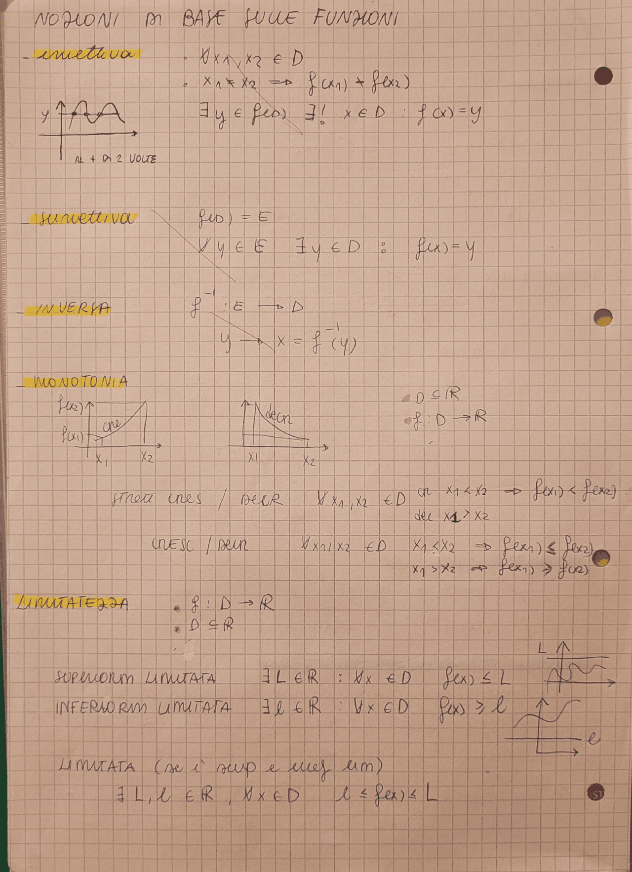Teoria sulle nozioni di base sulle funzioni - Docsity
