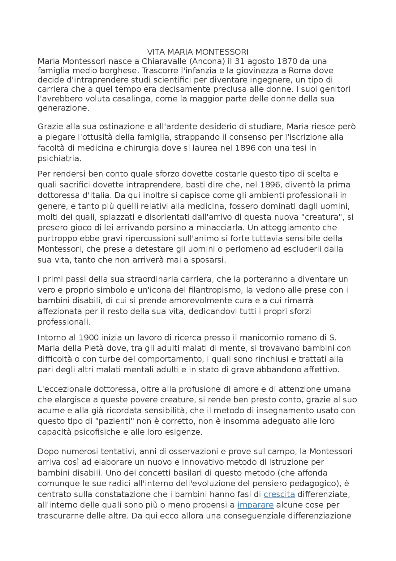 Vita Maria Montessori Docsity