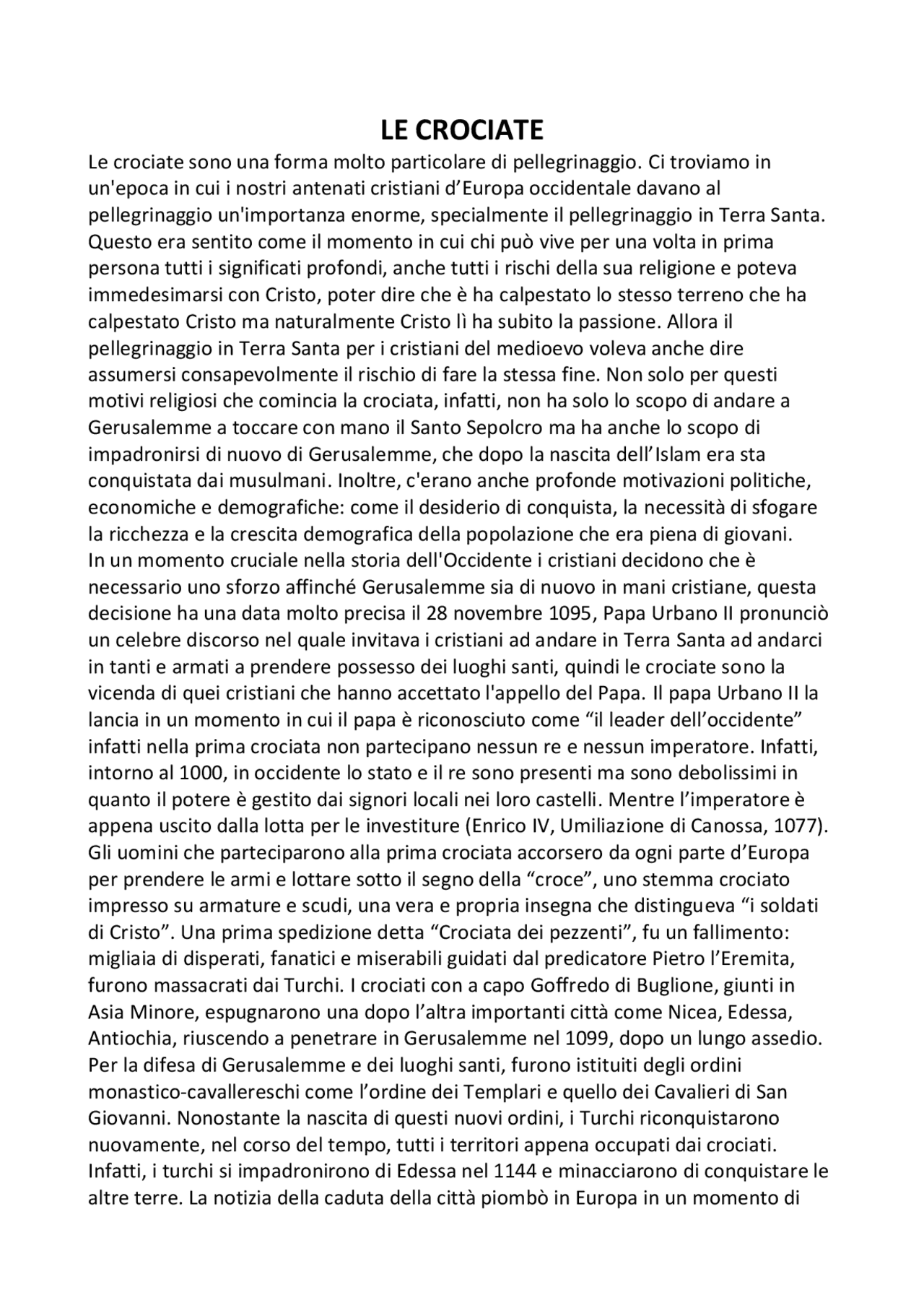 Spiegazione Delle Crociate Docsity