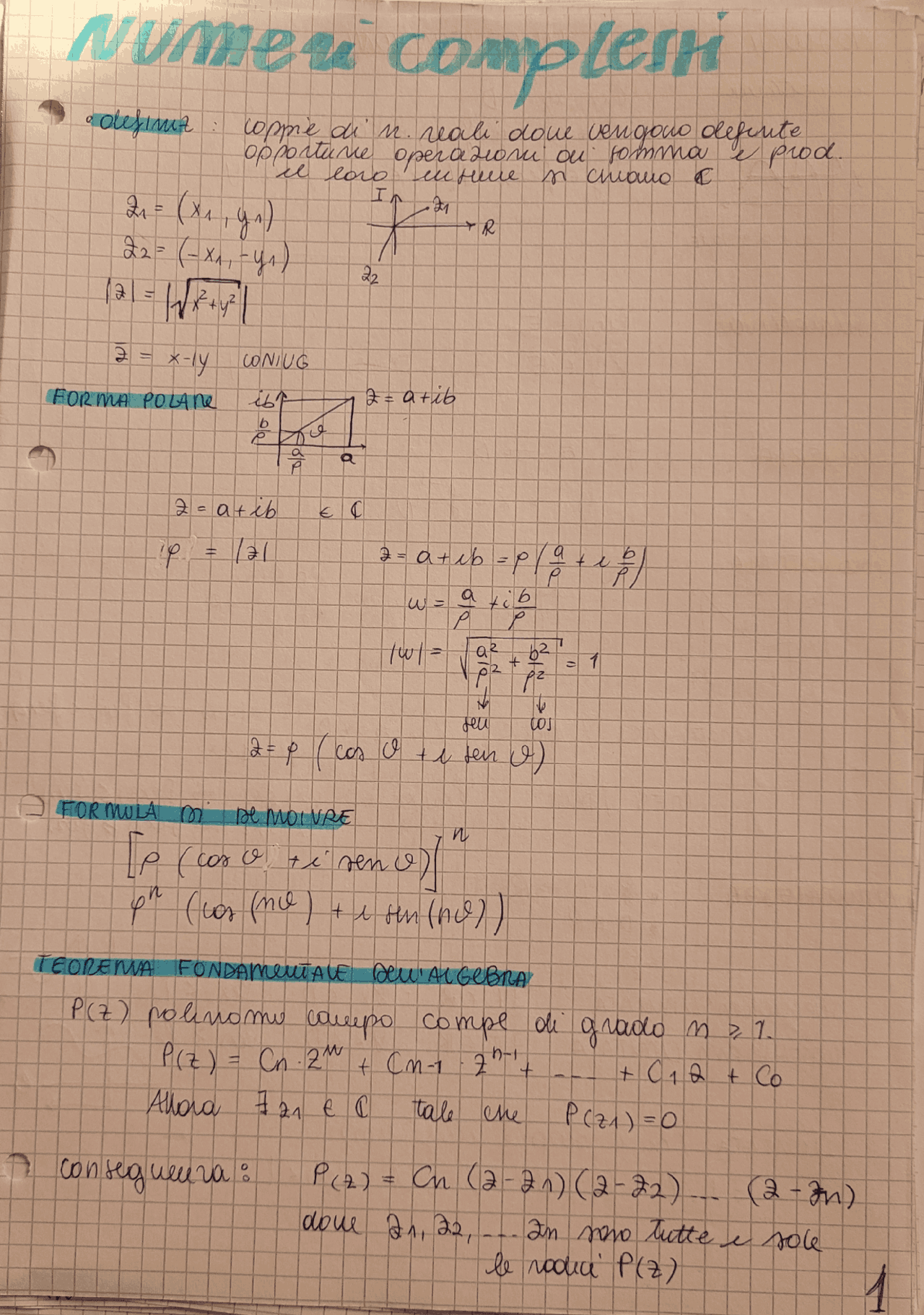 Teoria Numeri Complessi Docsity
