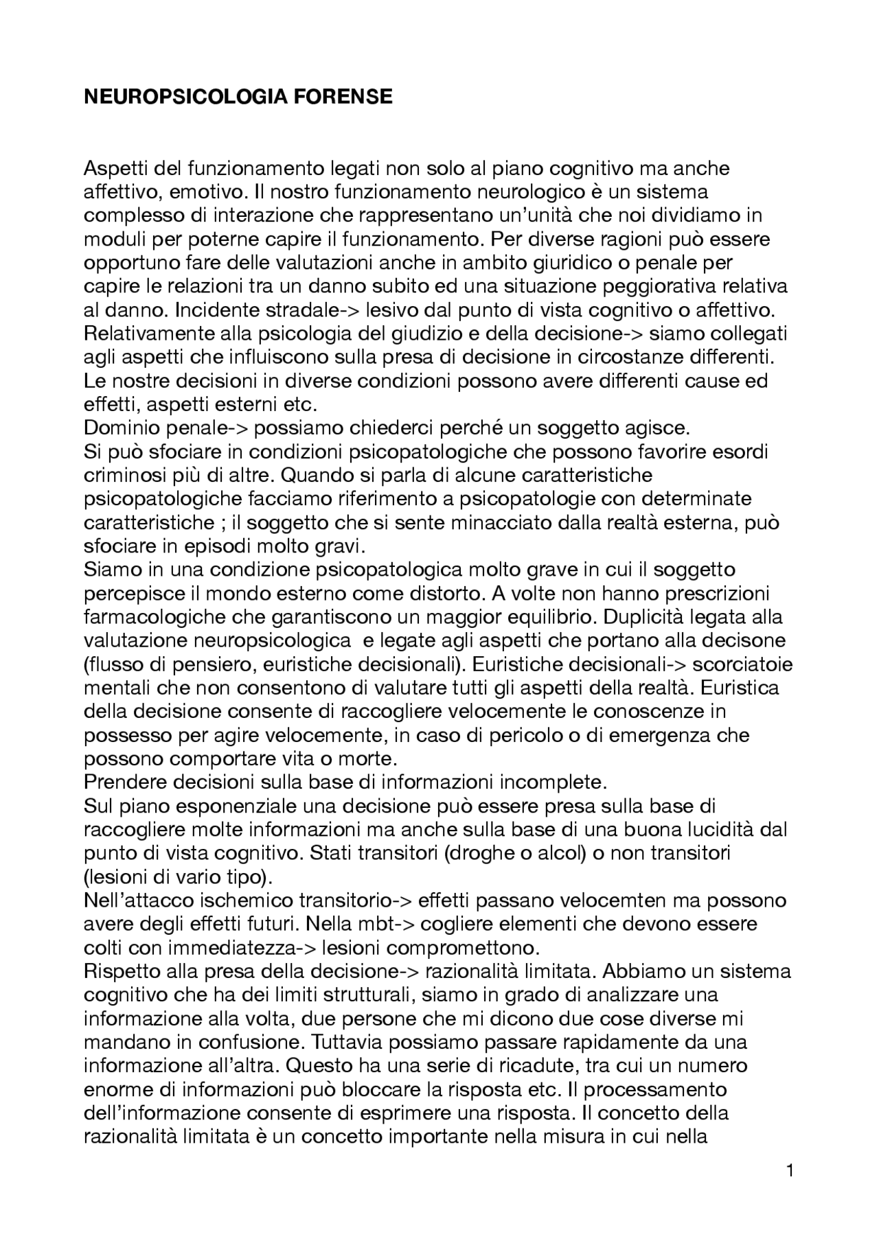 Neuropsicologia Forense Docsity