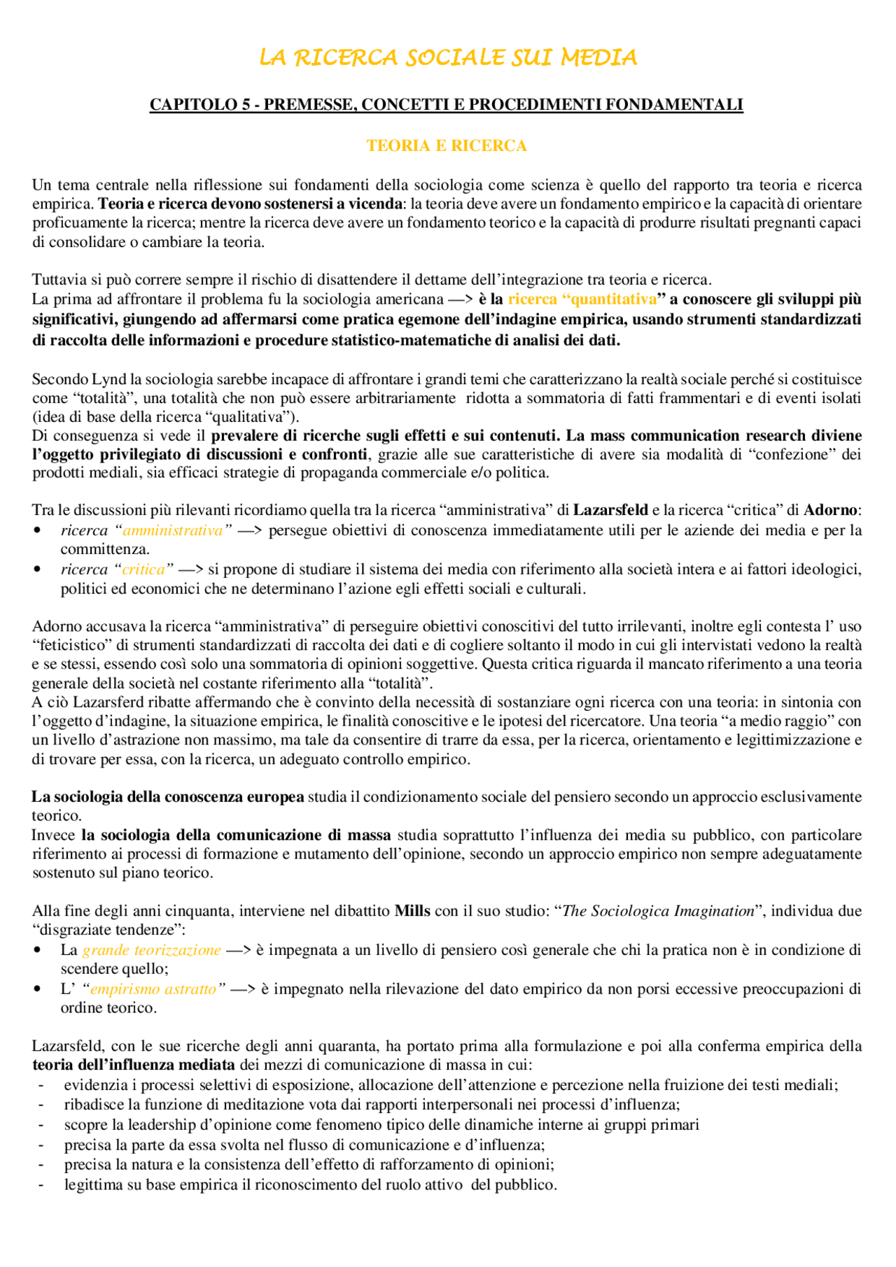 Sintesi Del Libro La Ricerca Sociale Sui Media Docsity