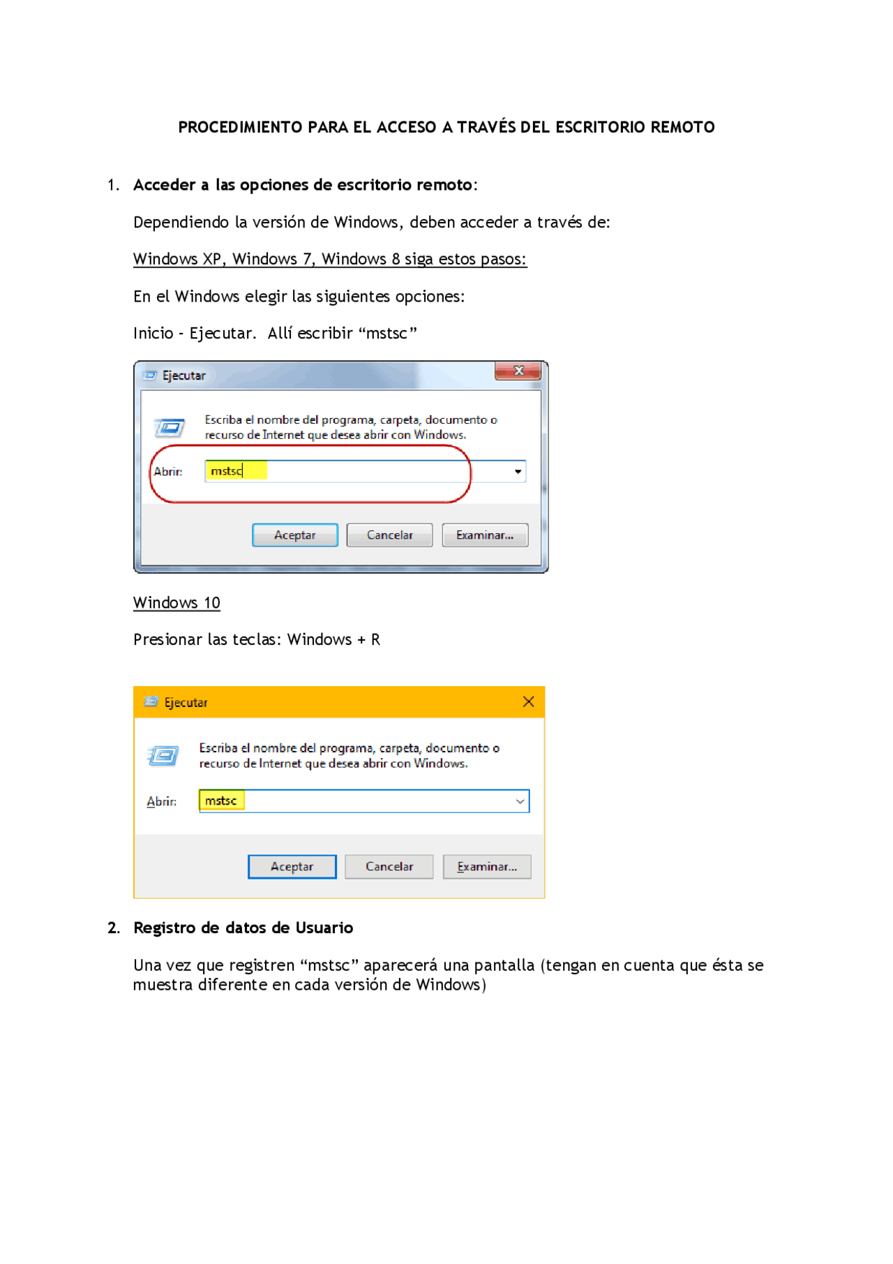 Pdf de ingreso a remoto - Docsity