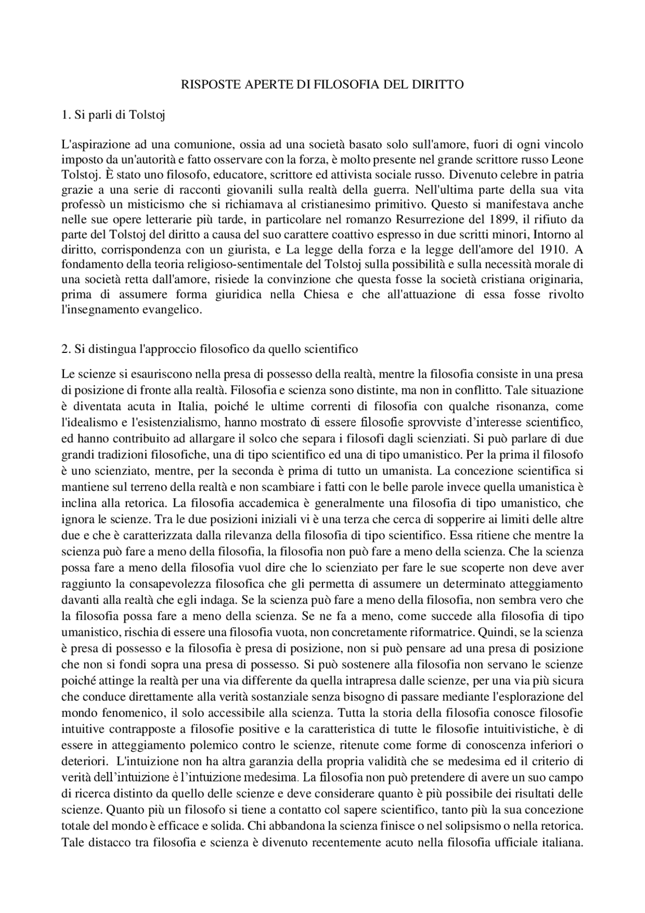 Risposte Aperte Filosofia Del Diritto Docsity