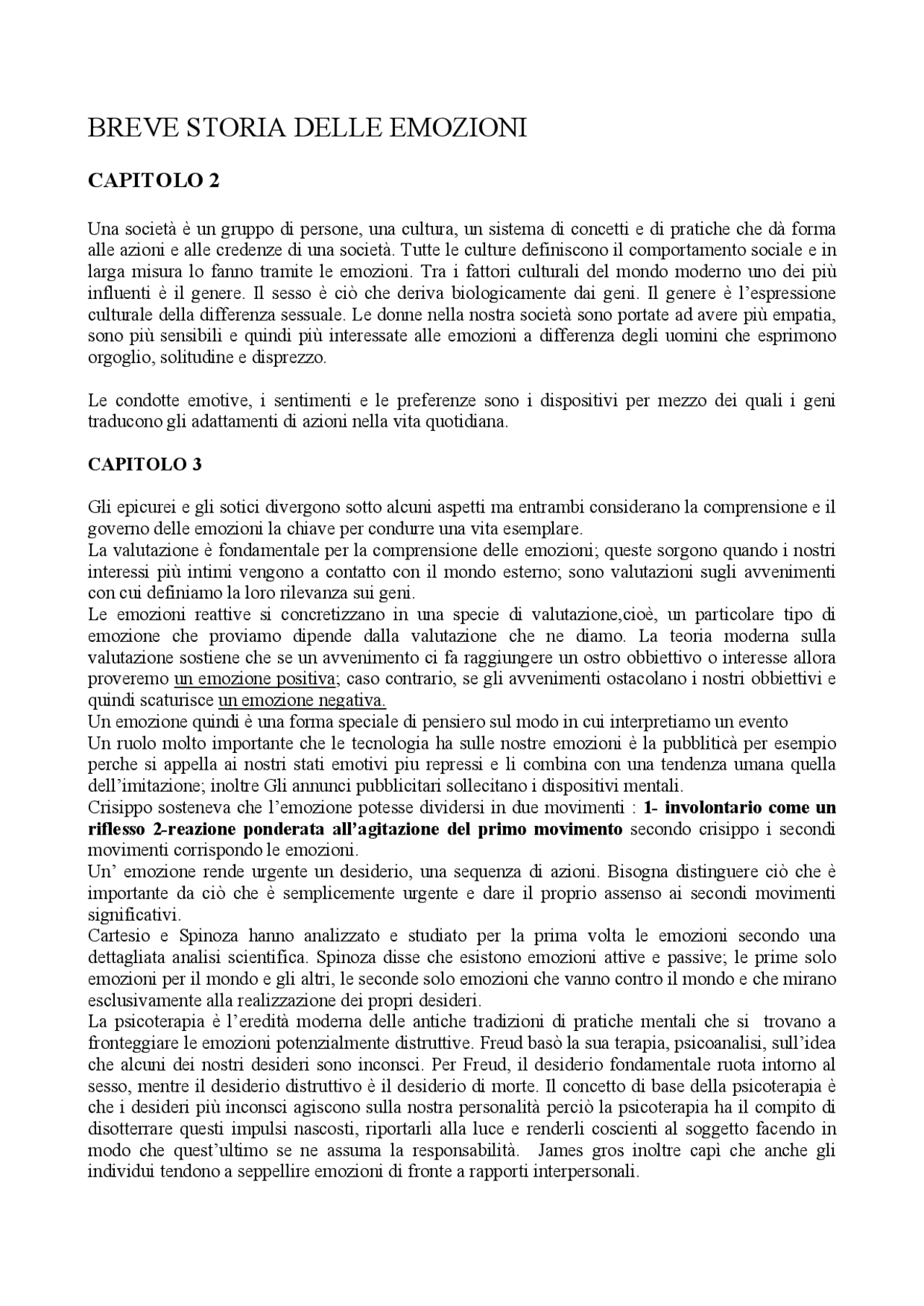 Storia Delle Emozioni Docsity
