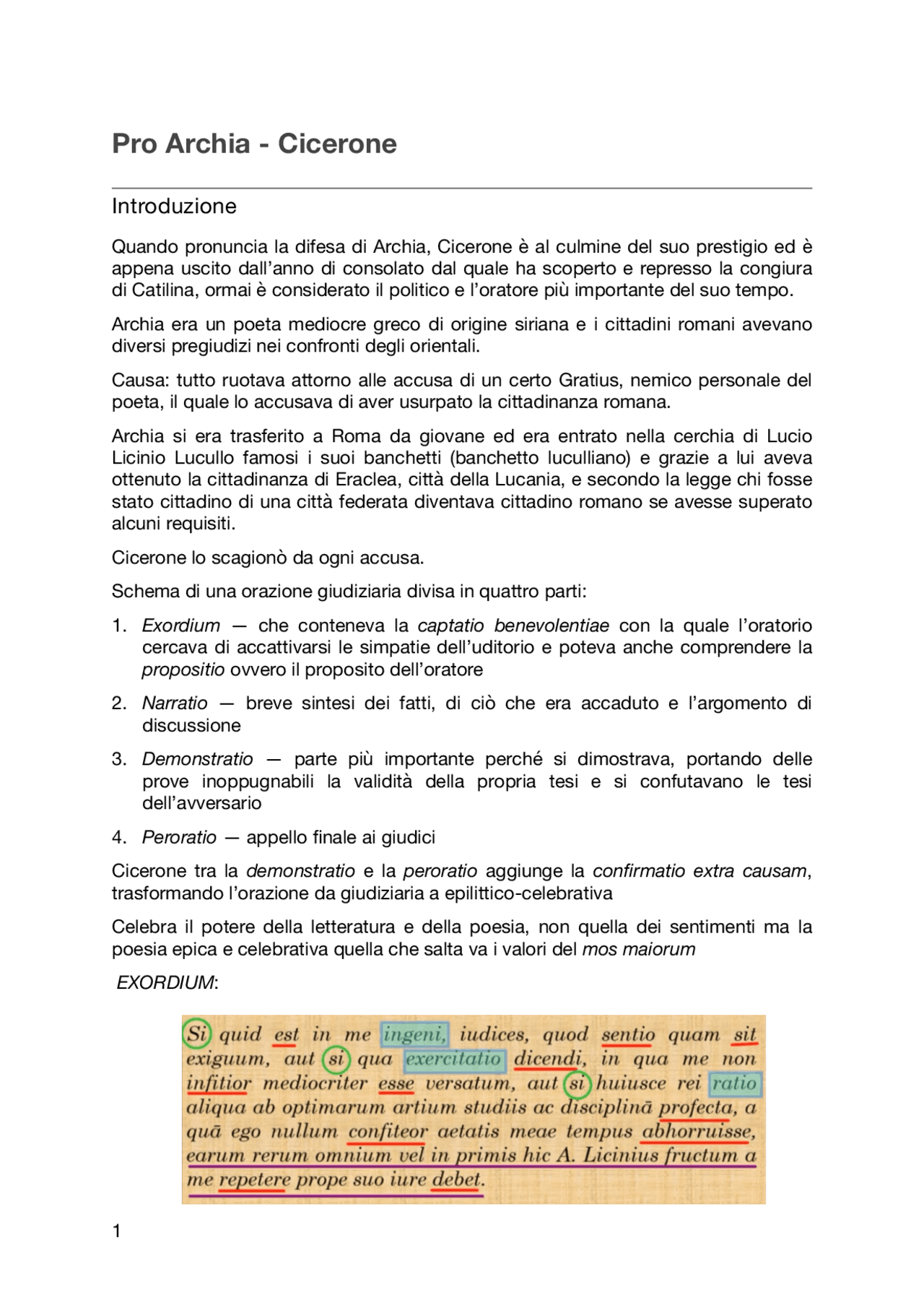 Riassunto Del Pro Archia Di Cicerone Appunti Di Latino Docsity