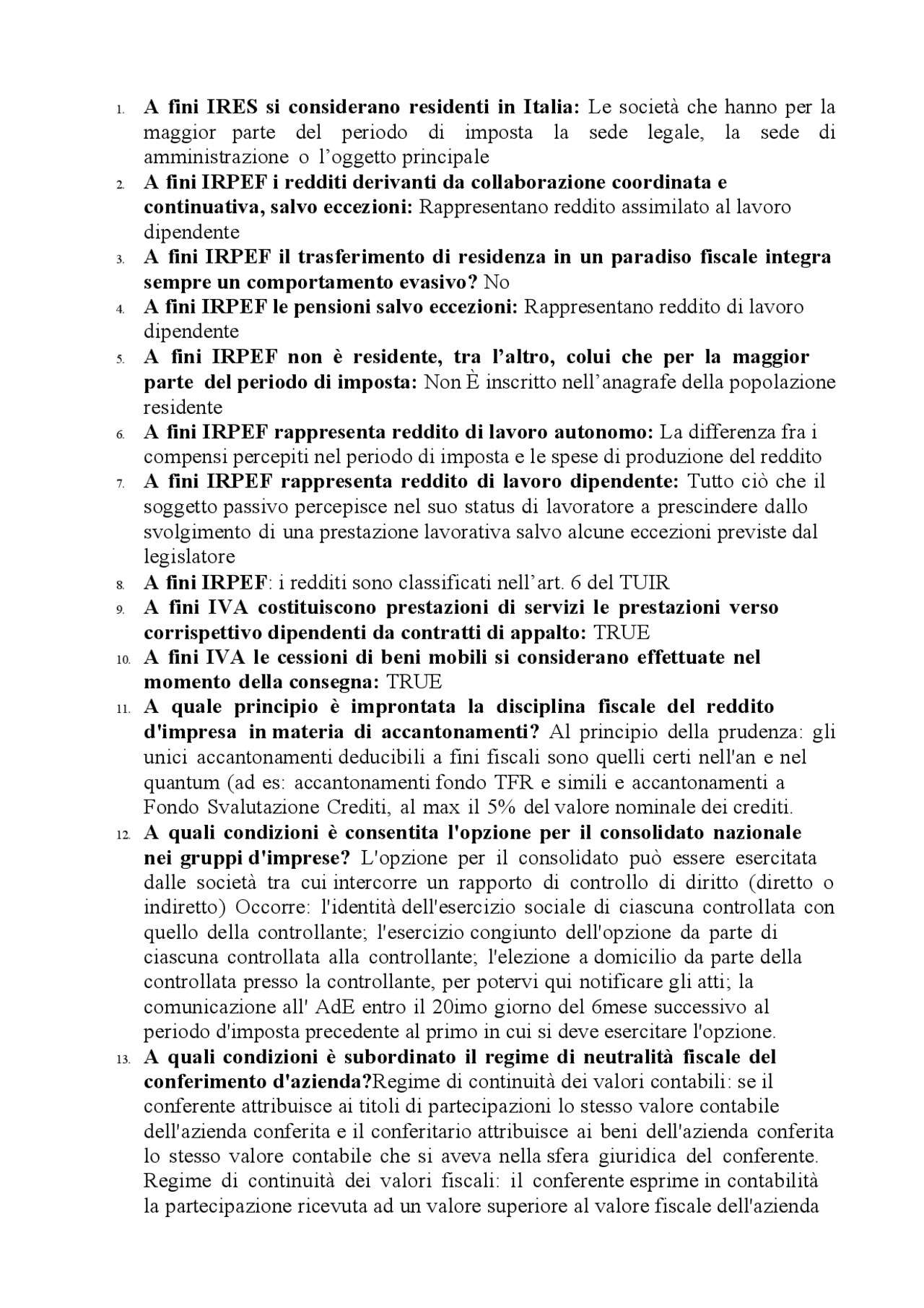 Schema di Diritto Tributario inerente programma - Docsity