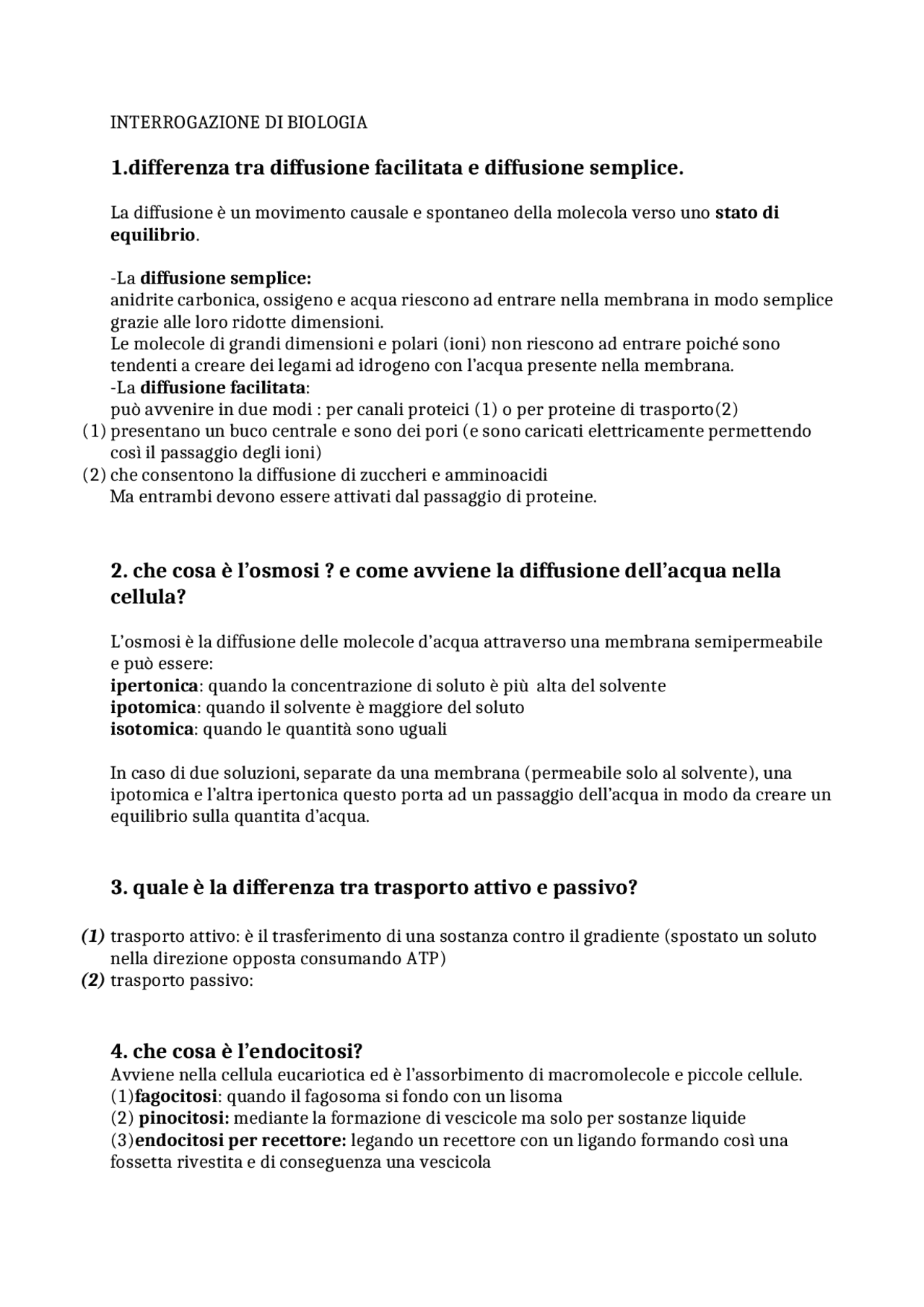 Schemi biologia per comprendere meglio il programma del secondo anno dello scientifico - Docsity