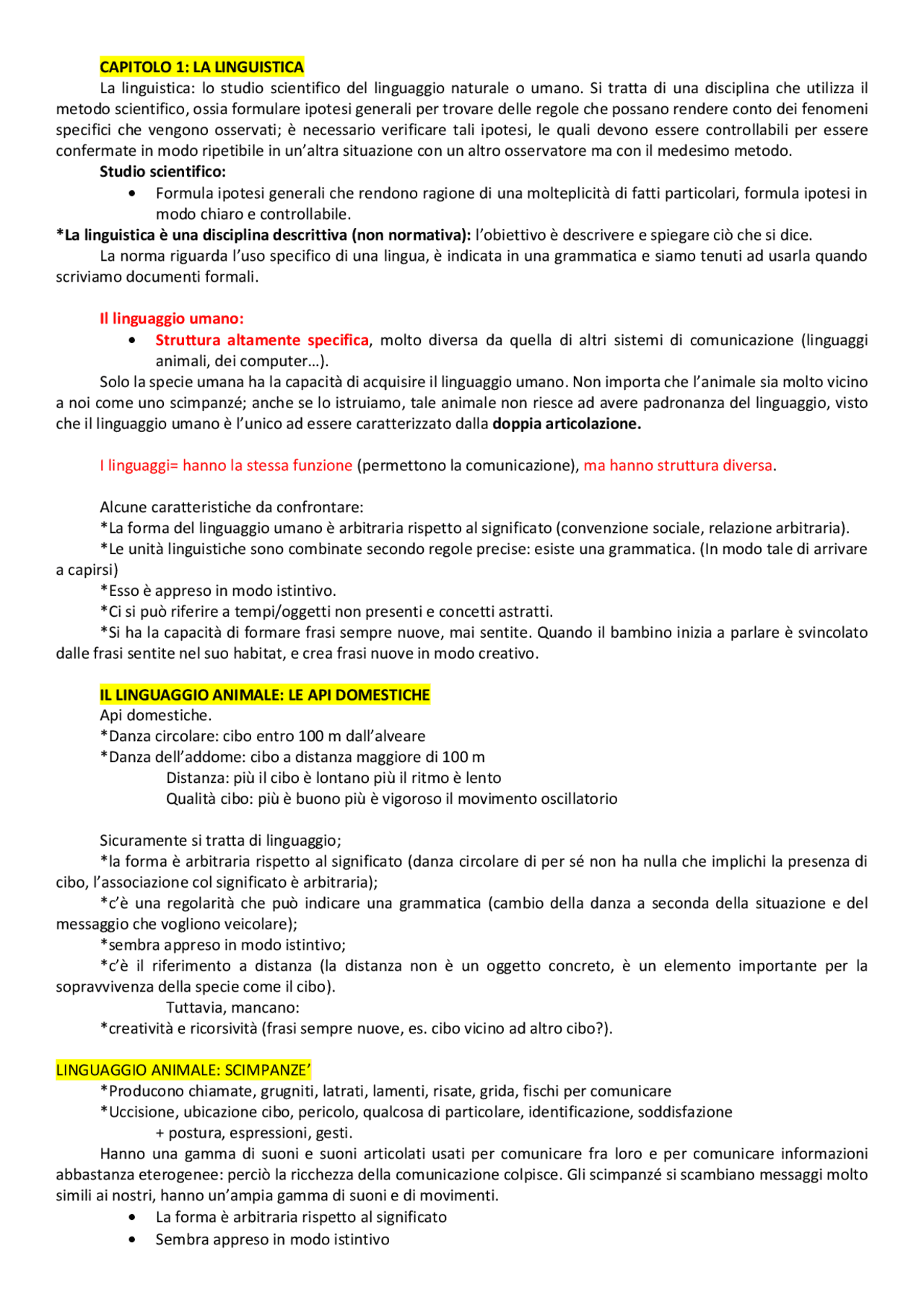 Linguistica Generale Le Lingue E Il Linguaggio Riassunto Docsity