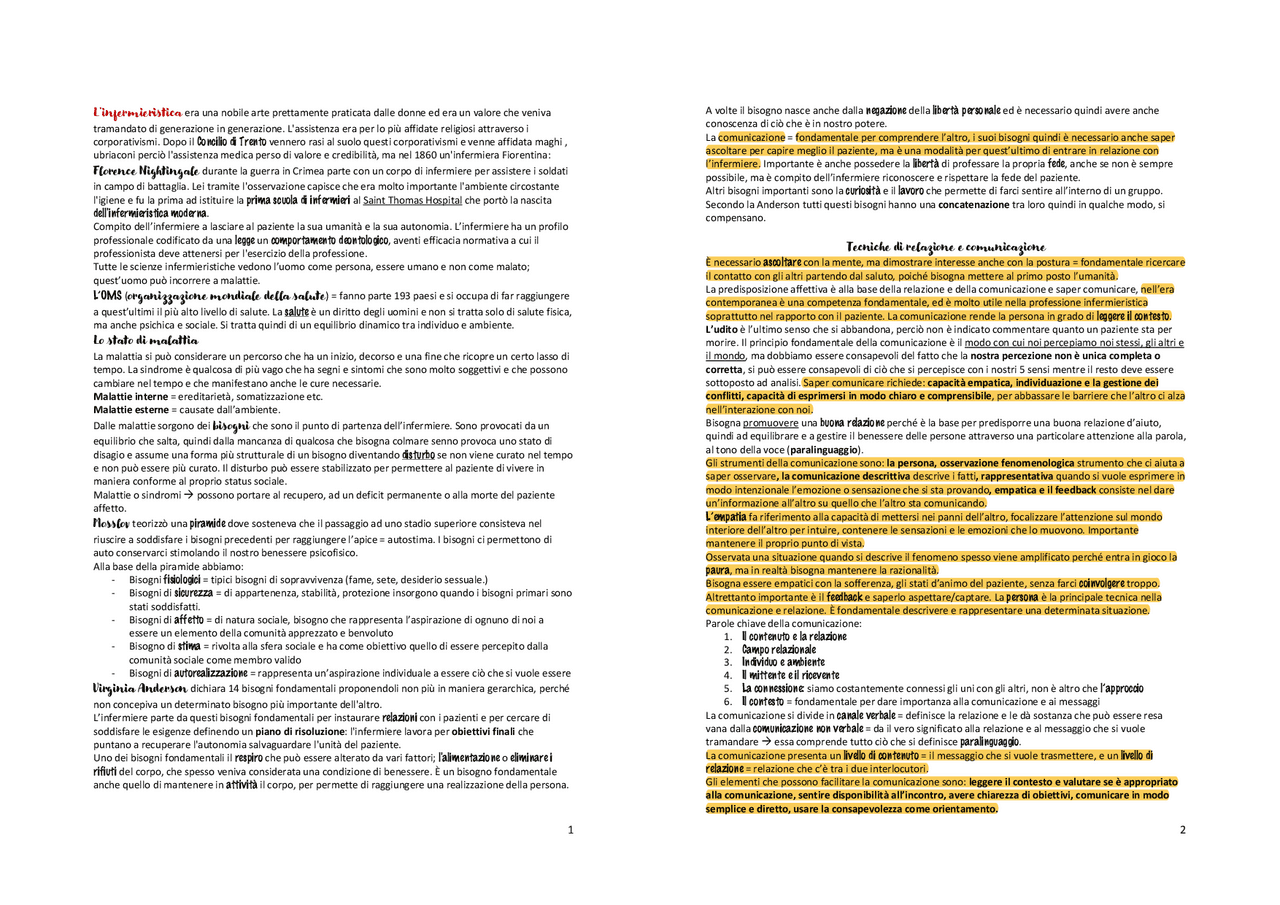Basi Dellassistenza Infermieristica Docsity