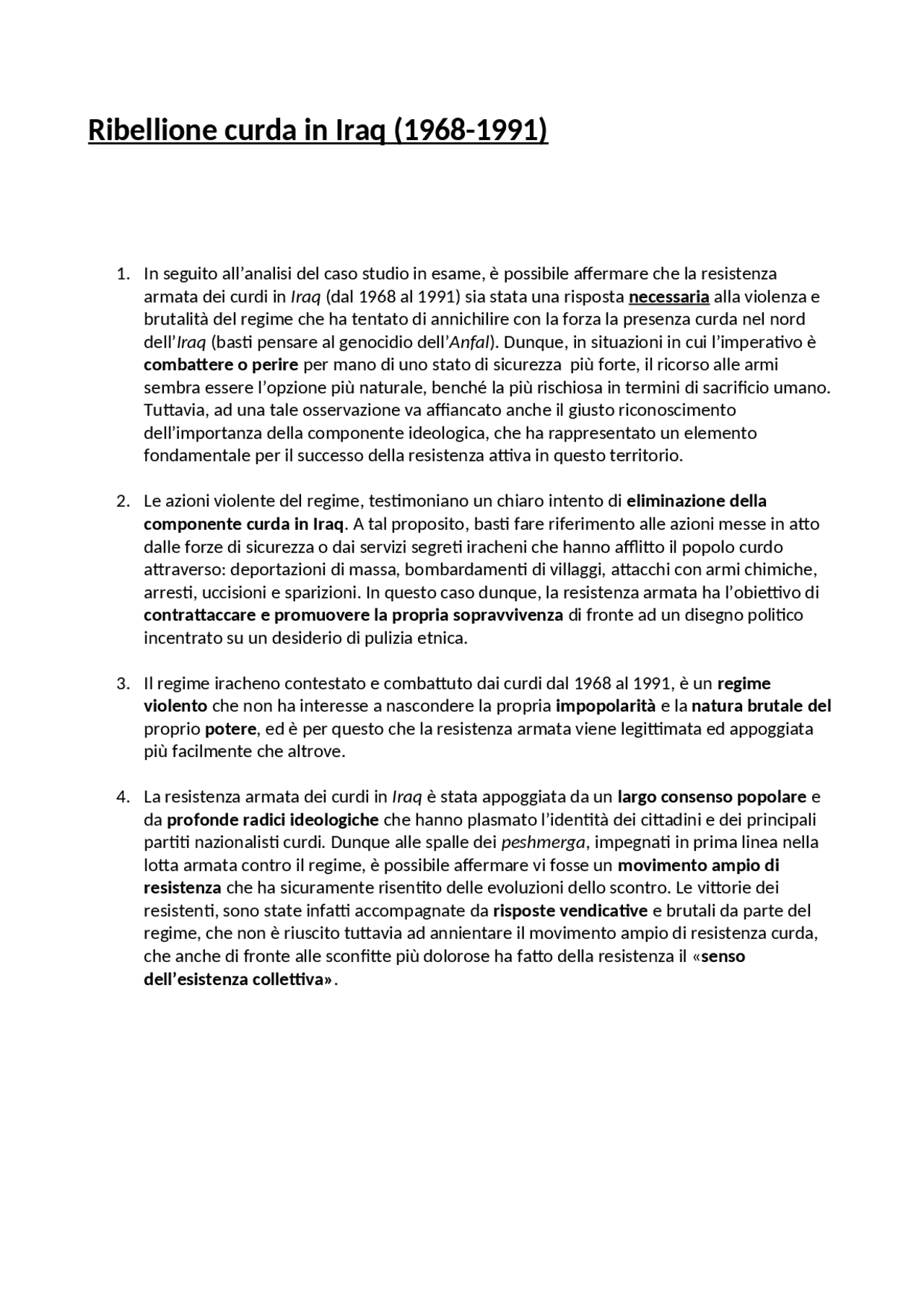 La Ribellione Curda In Iraq Docsity