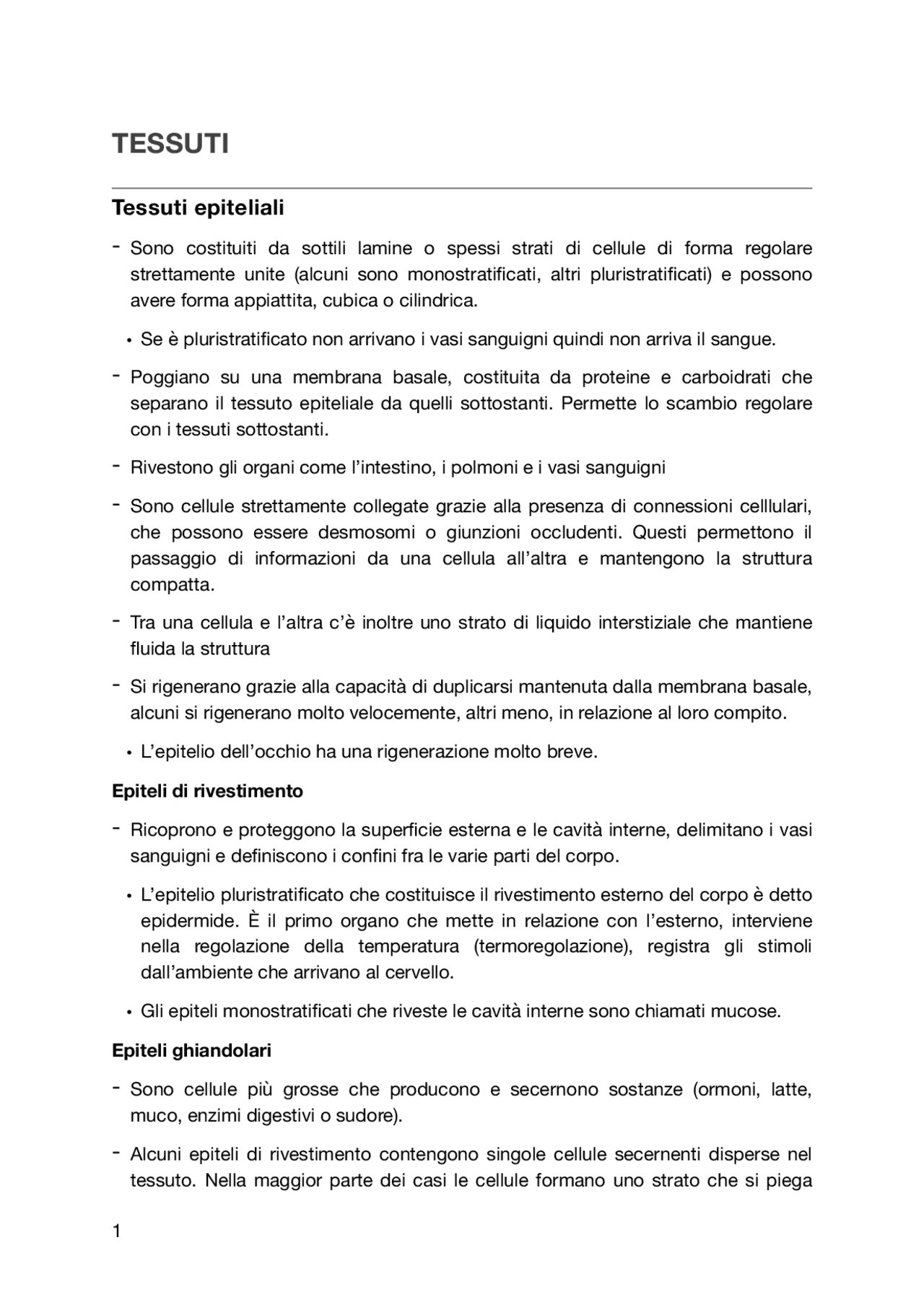 Appunti Sui Tessuti Del Corpo Umano Docsity