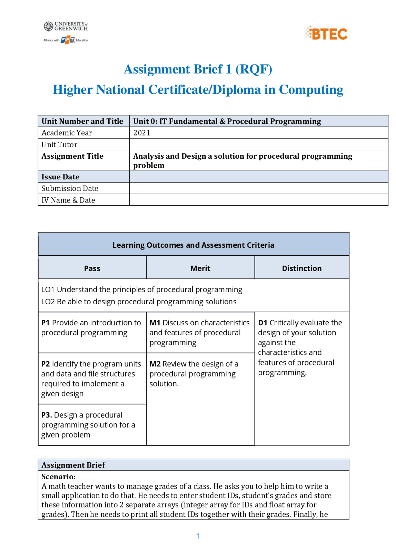 Pro102 Greenwichassignment 1 Docsity