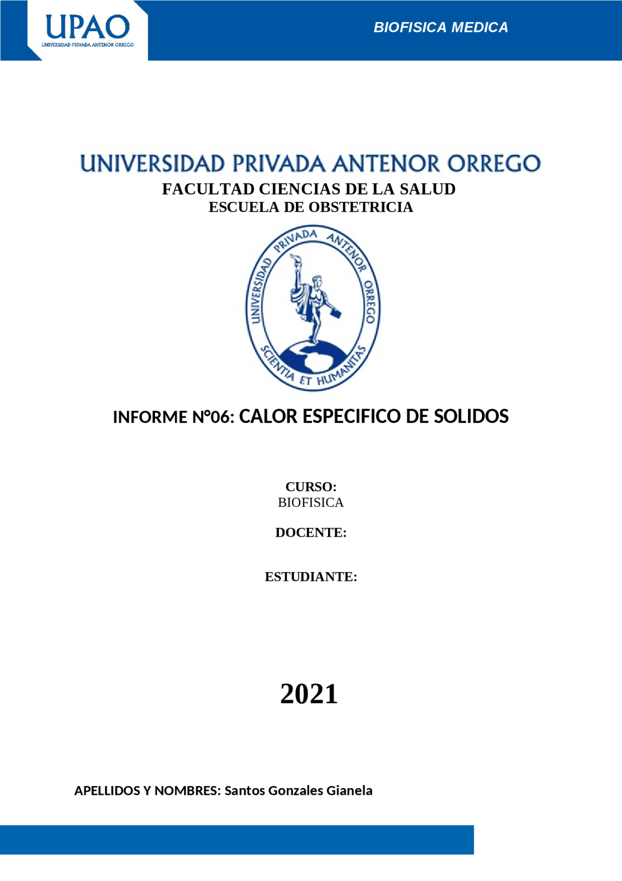 Práctica Calor Específico Exercícios De Biofísica Docsity