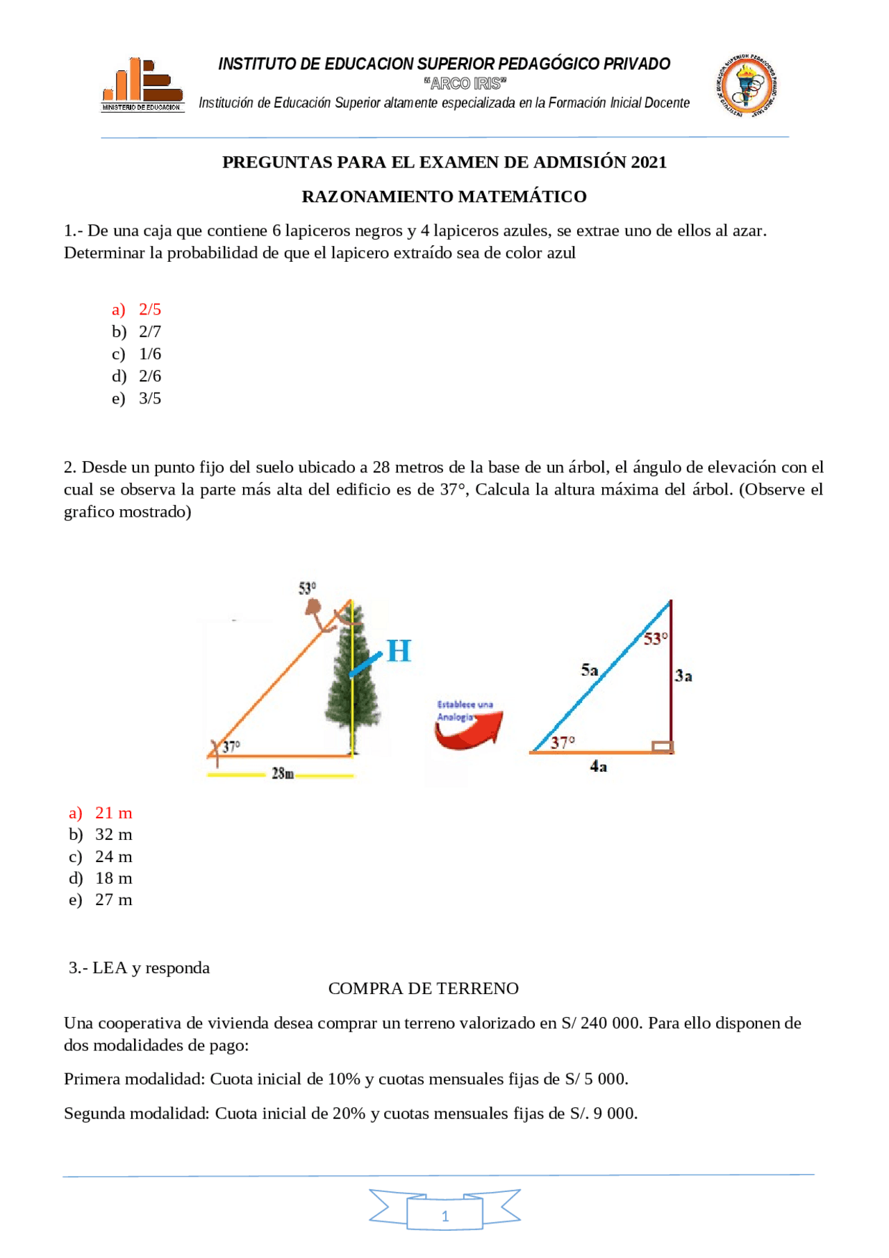 Examen De Admisión 2021 Ii Exámenes Selectividad De Matemáticas