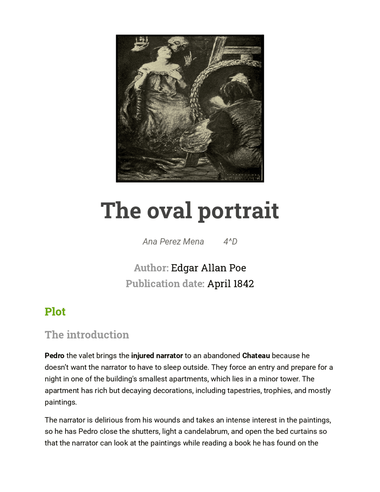 The Oval Portrait by Edgar Allan Poe - Docsity