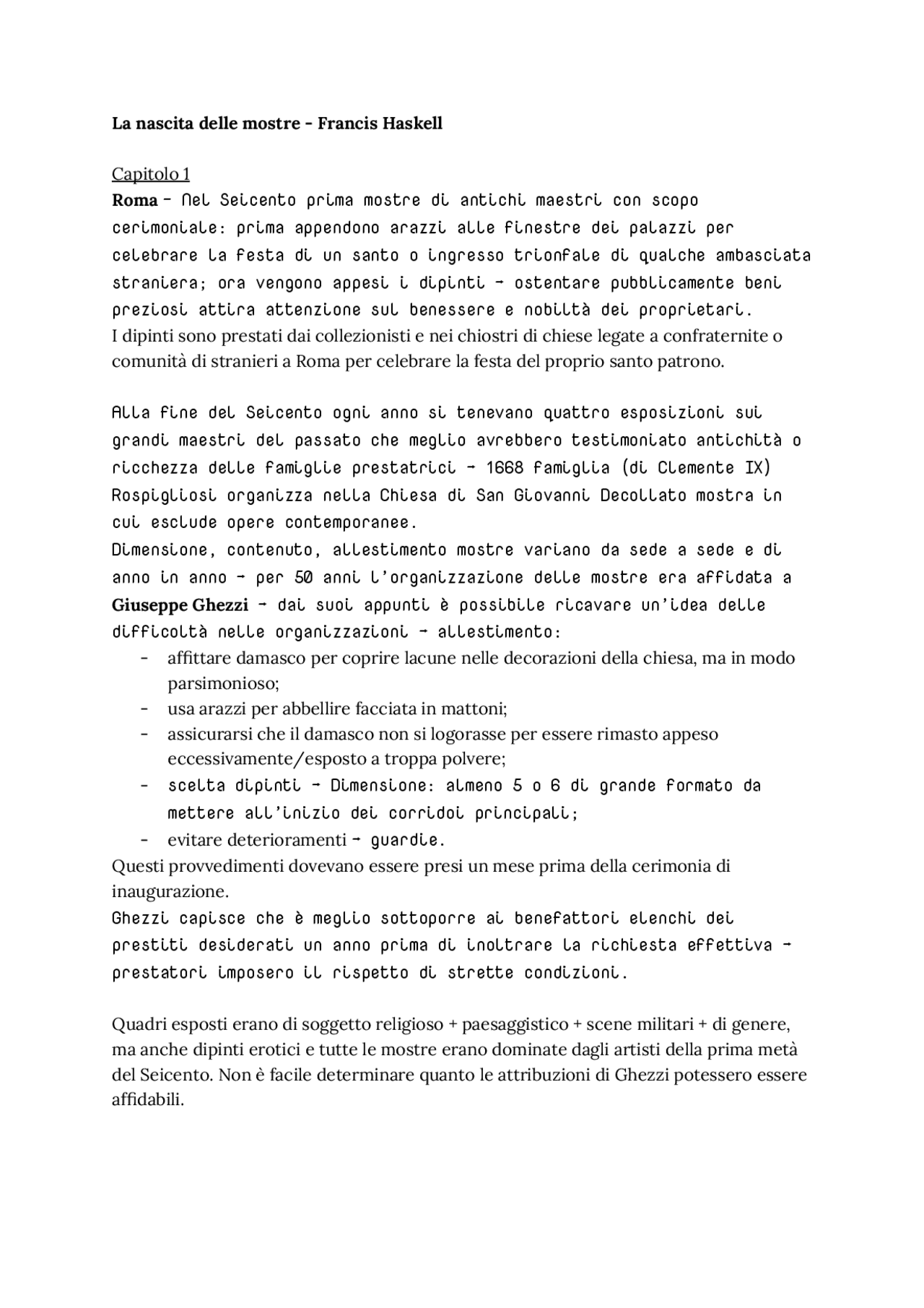 La nascita delle mostre - Francis Haskell - Docsity