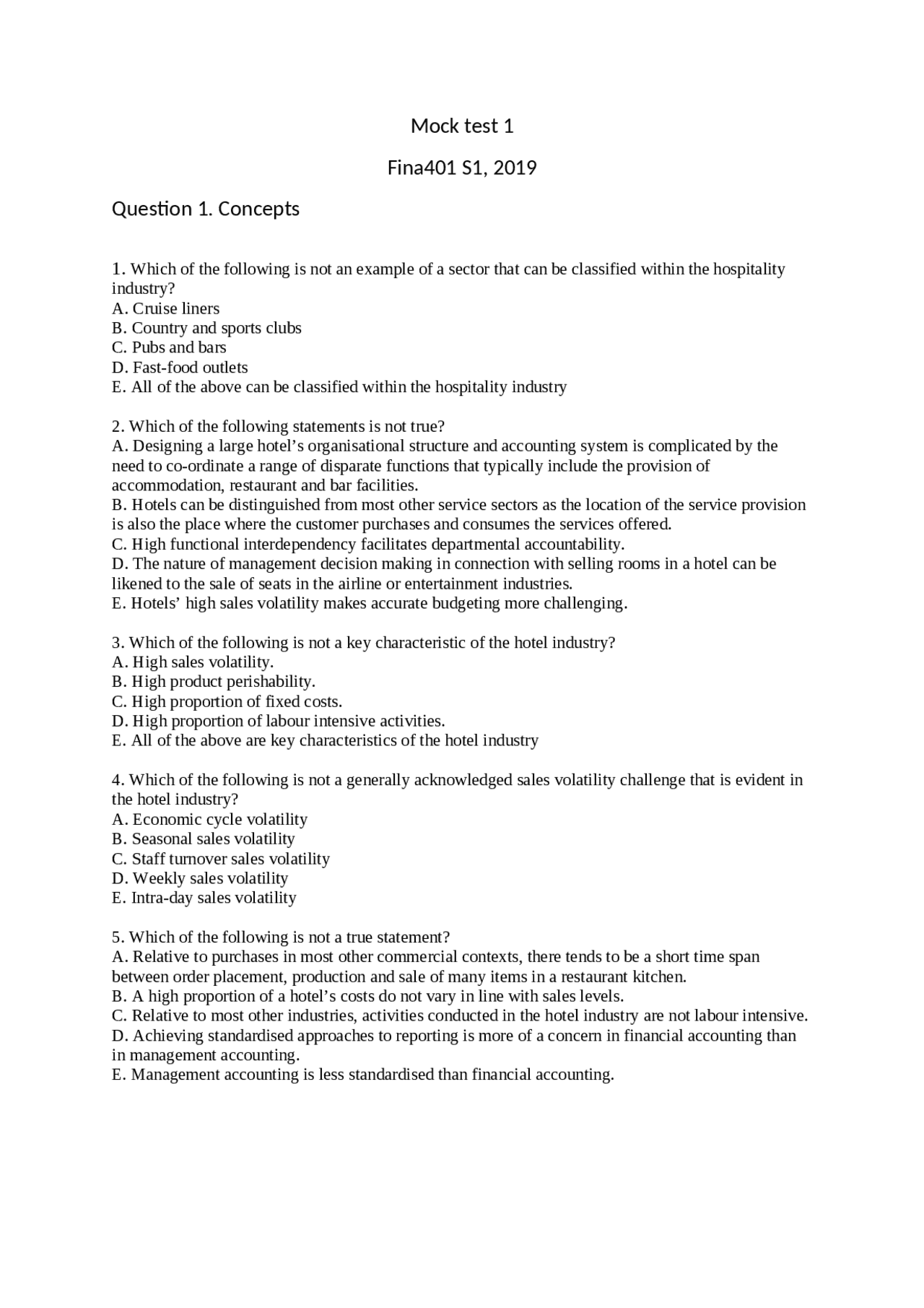 Mock test for financial level 4 - Docsity