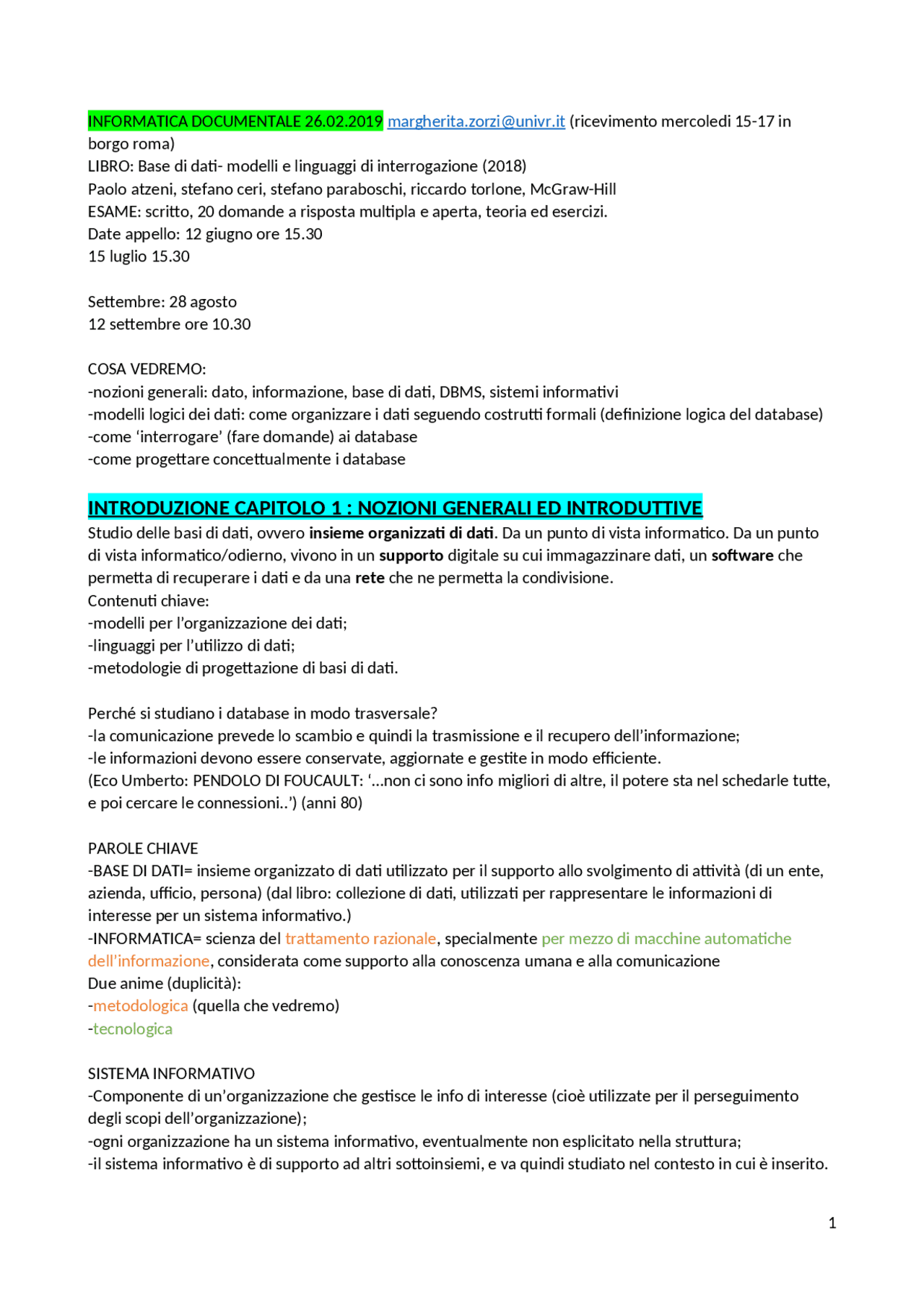 Appunti Per Esame Di Informatica Documentale Slides In Classeappunti