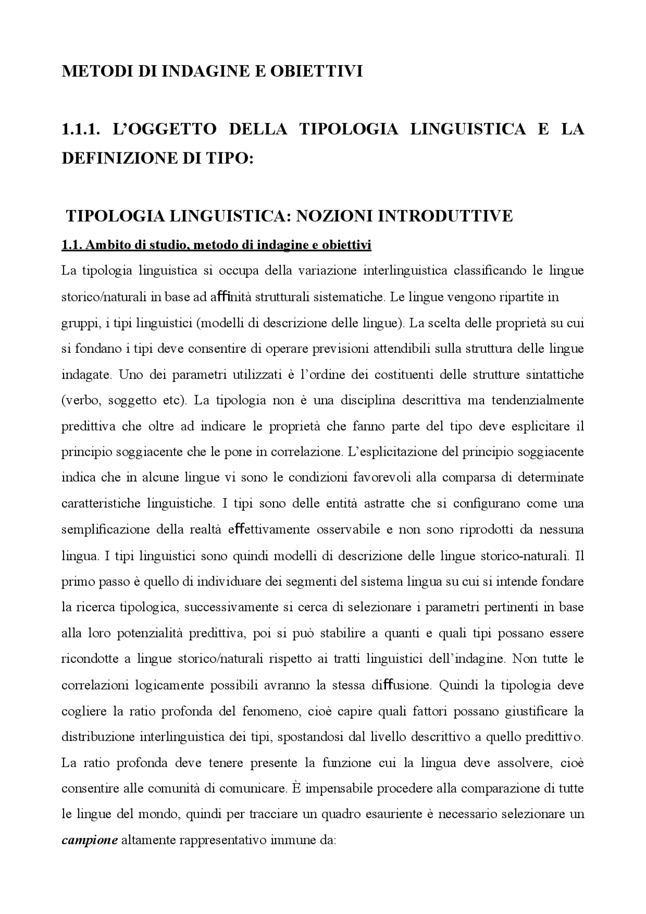 Riassunto Fondamenti Di Tipologia Linguistica Docsity