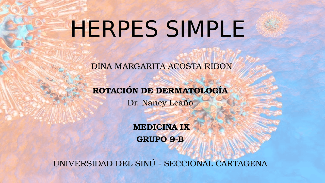 Herpes Simple Dermatologia Docsity