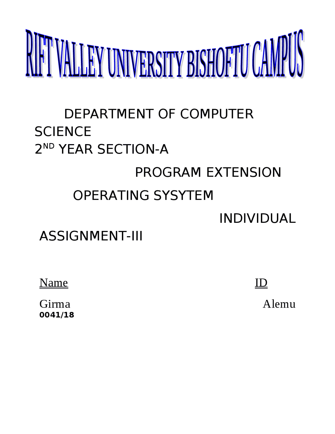 Operating System Course Docsity