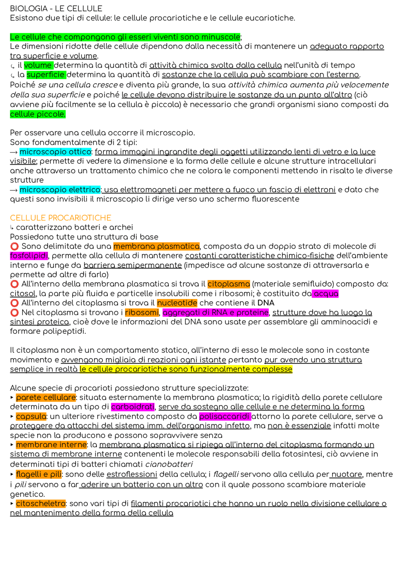 Biologia Le Cellule Procariotiche E Le Cellule Eucariotiche