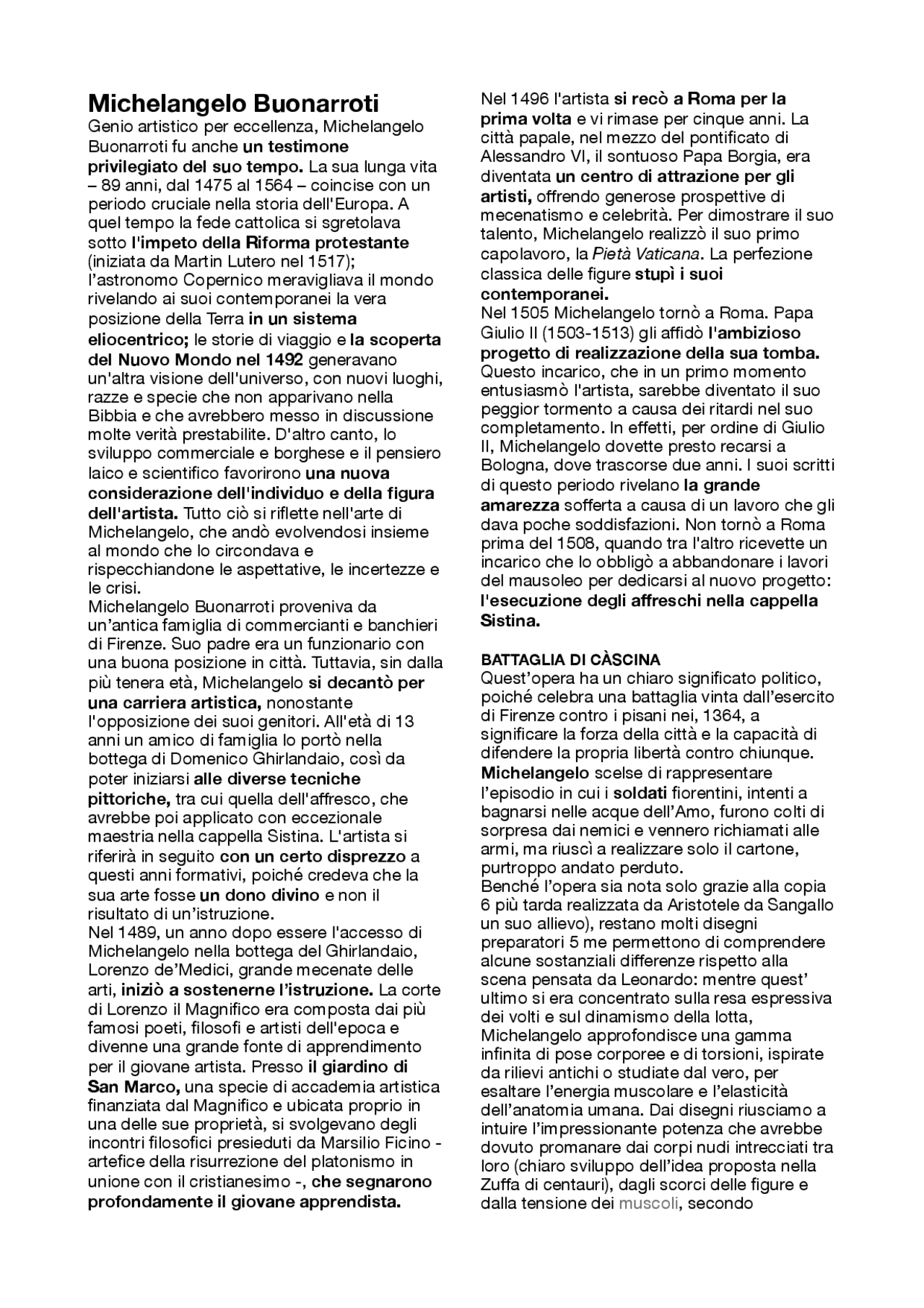 Michelangelo Buonarroti Docsity