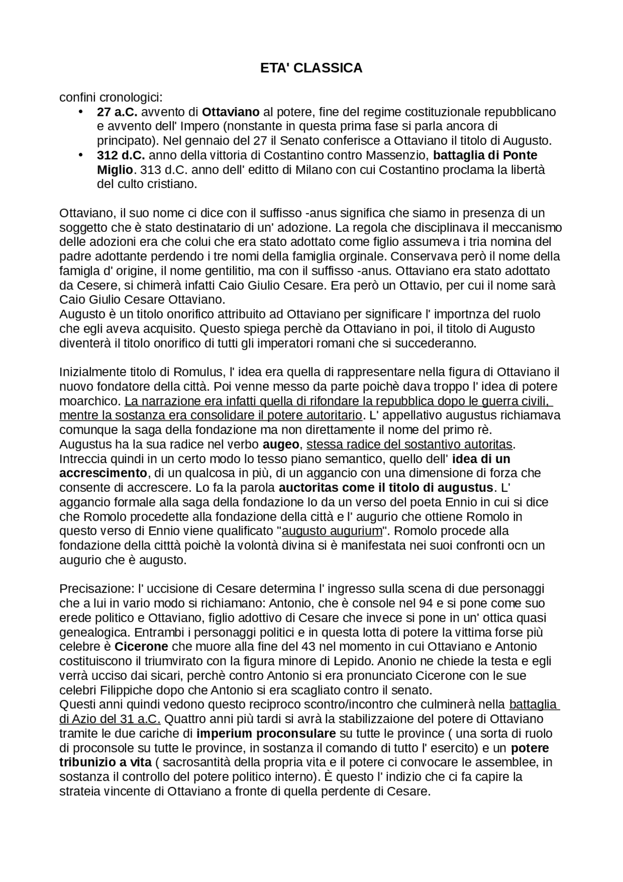 Appunti Istituzioni Di Diritto Romano Età Classica E Post Classica