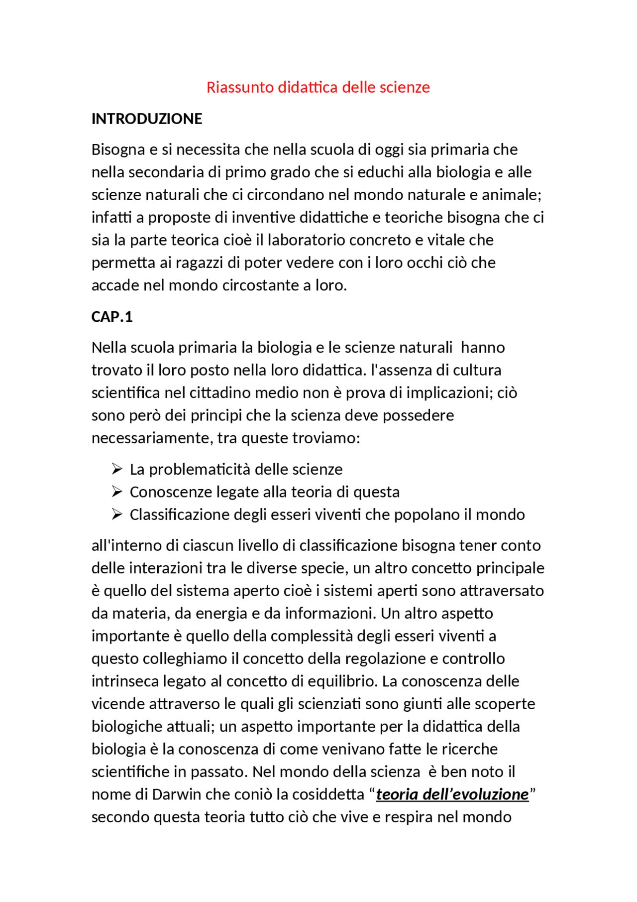 Riassunto Didattica Delle Scienze Docsity