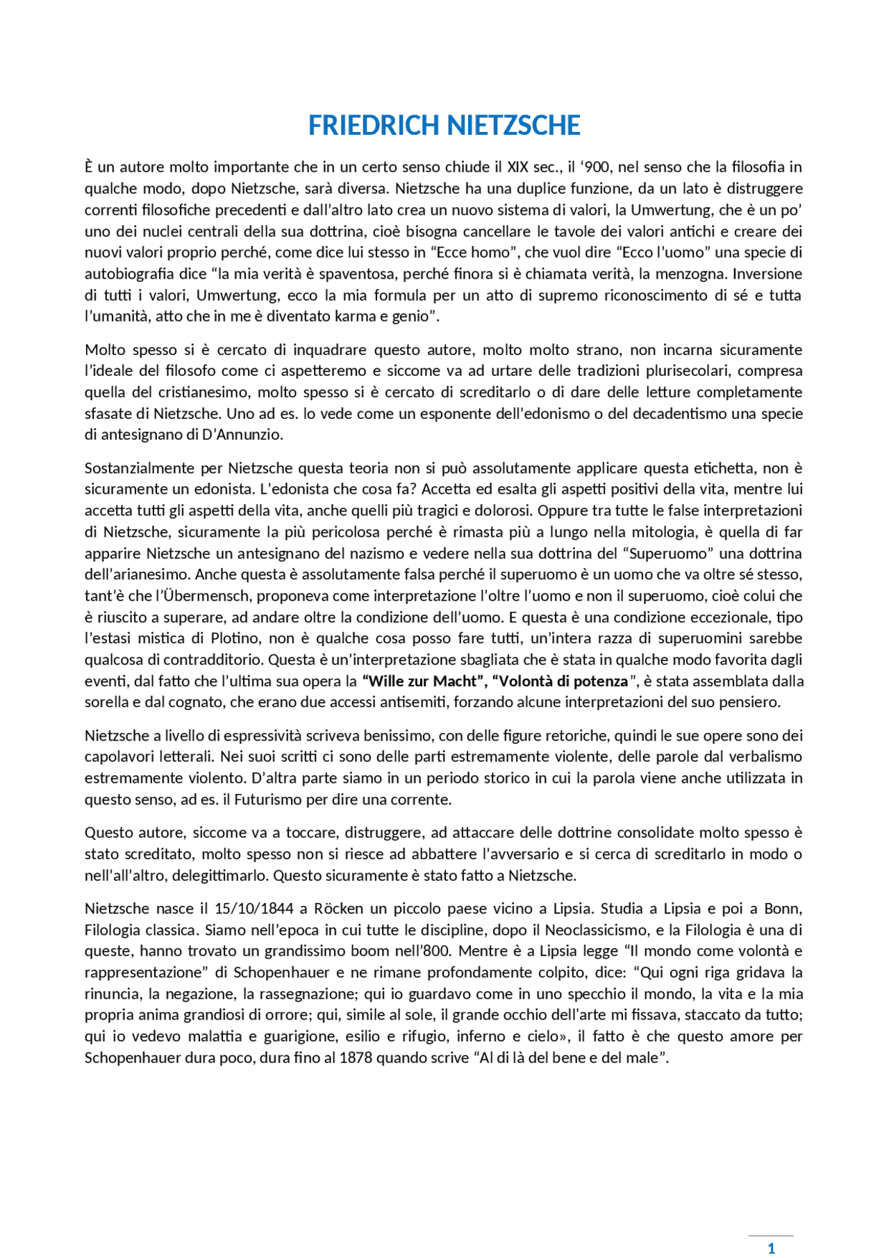 Nietzsche Opere E Pensiero Filosofico Appunti Di Filosofia Docsity