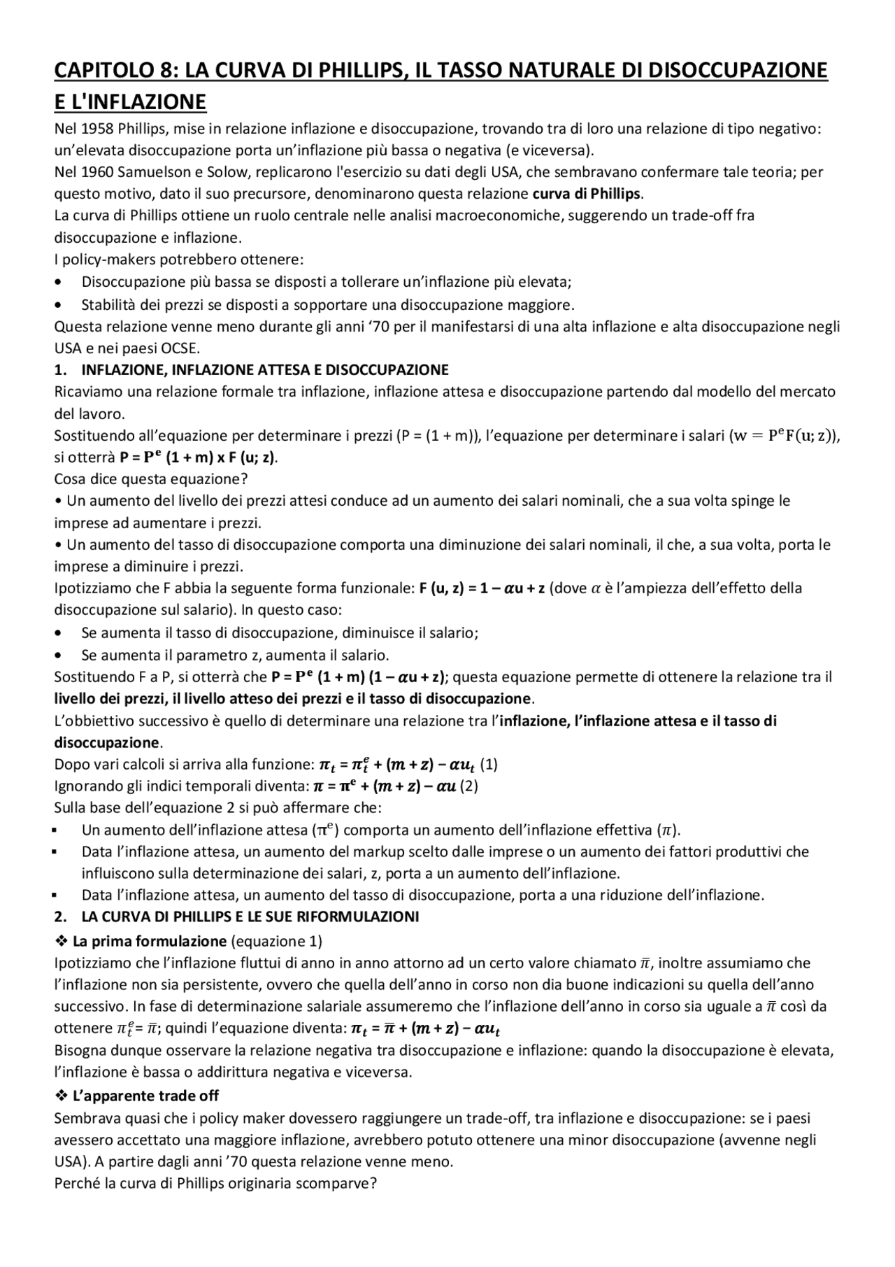 MACROECONOMIA SECONDO PARZIALE (Onorato e Cati) - Docsity