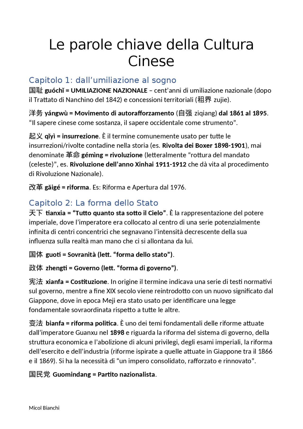 Cina E Modernità Parole Chiave Docsity