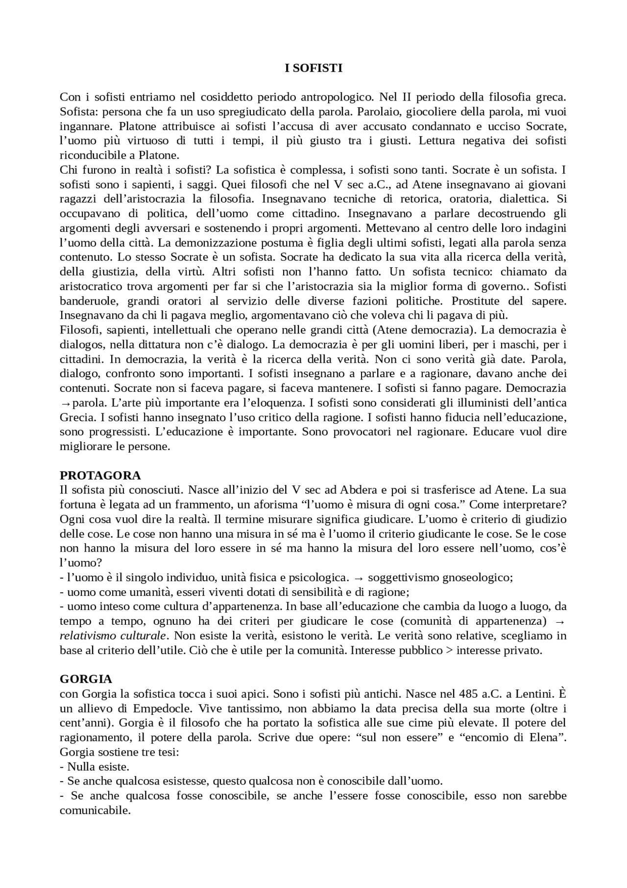 Sofisti e Socrate - Docsity
