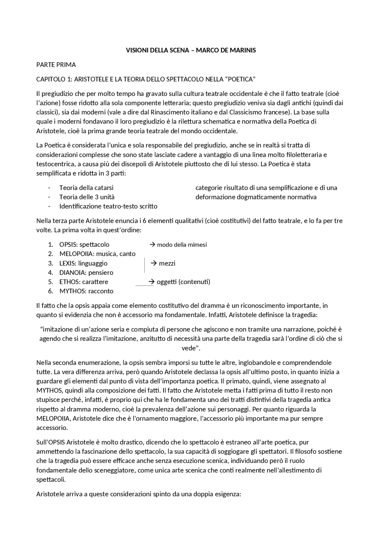 Riassunto Del Libro Visioni Della Scena De Marinis Docsity