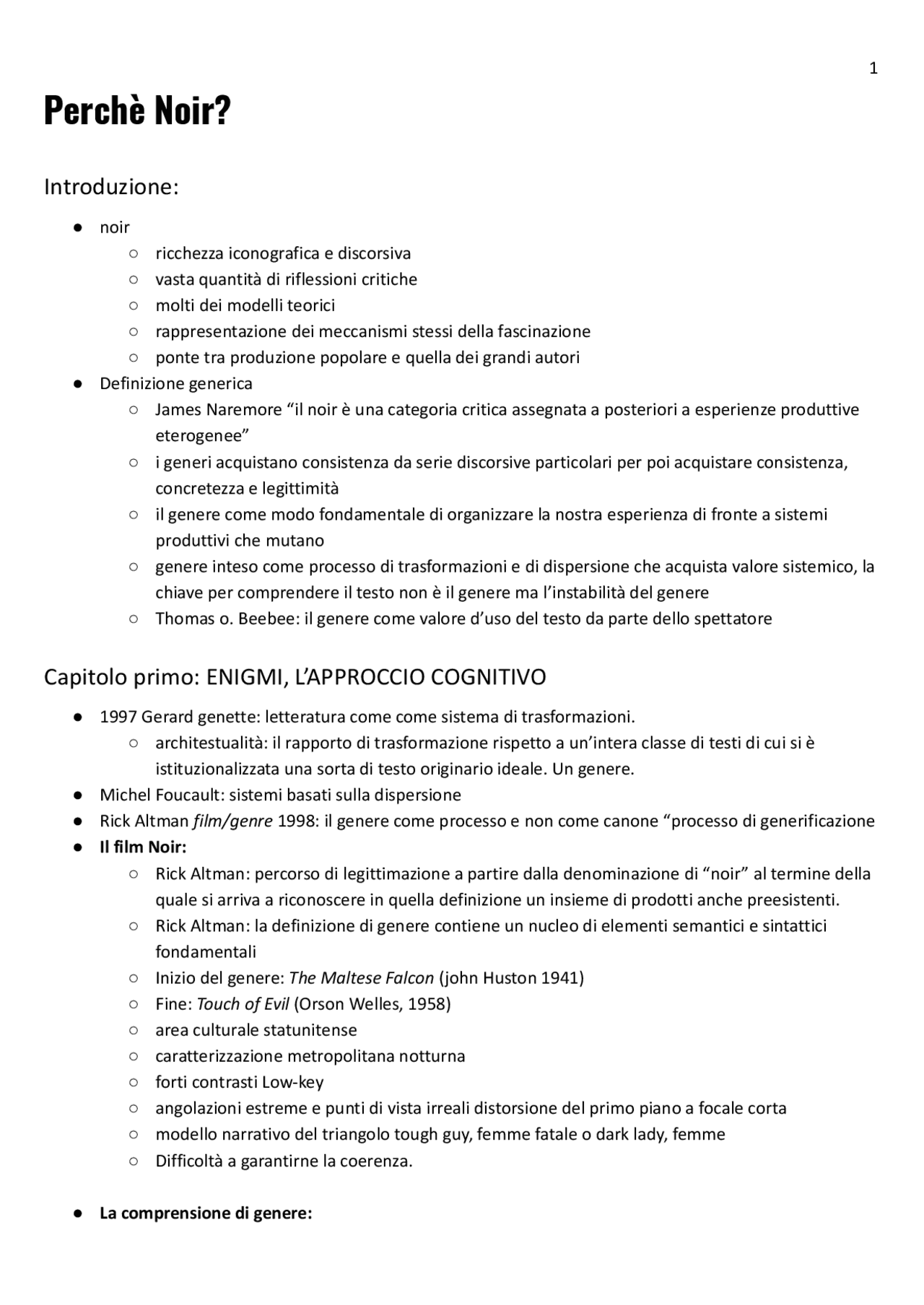 Perchè Noir Schema Appunti - Docsity