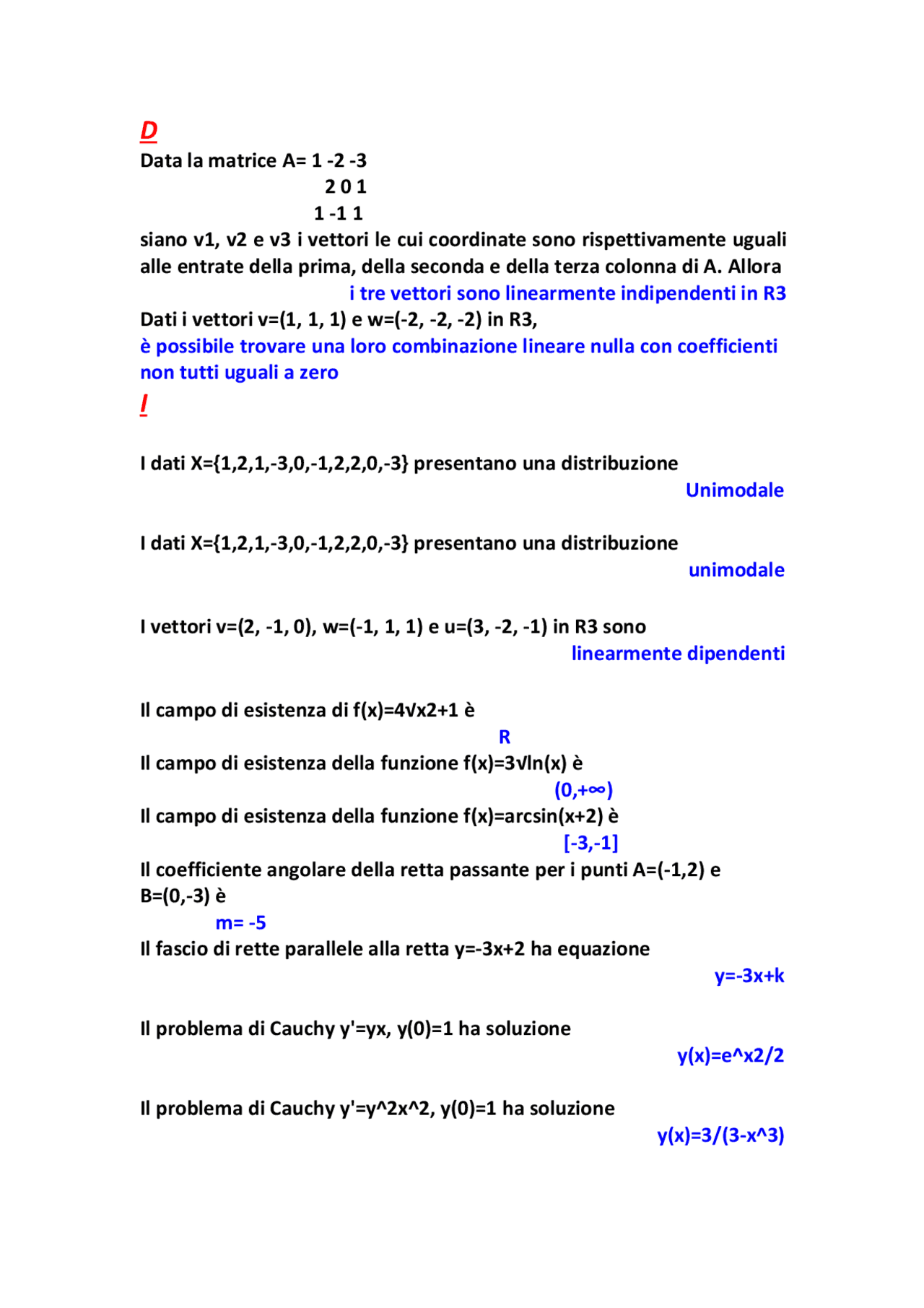 Matematica Generale Docsity