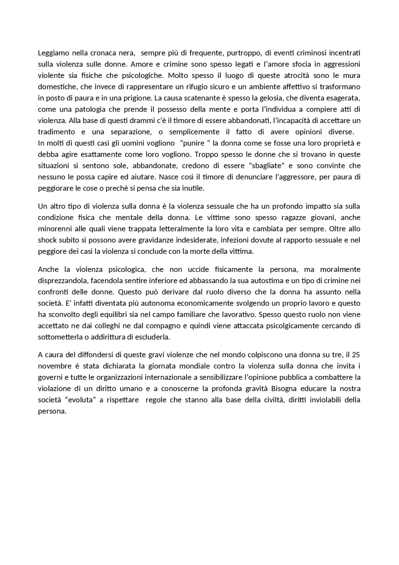 Violenza Sulle Donne Docsity