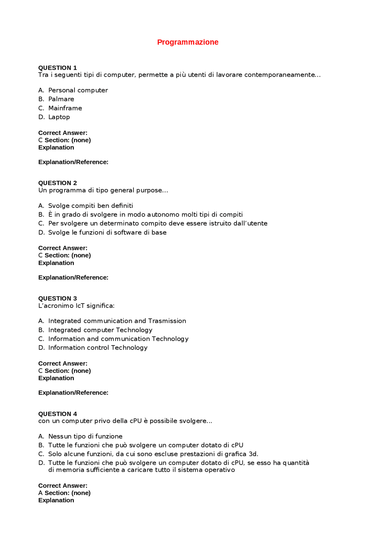Programmazione Ingegneria Informatica L 8 Mercatorum Docsity