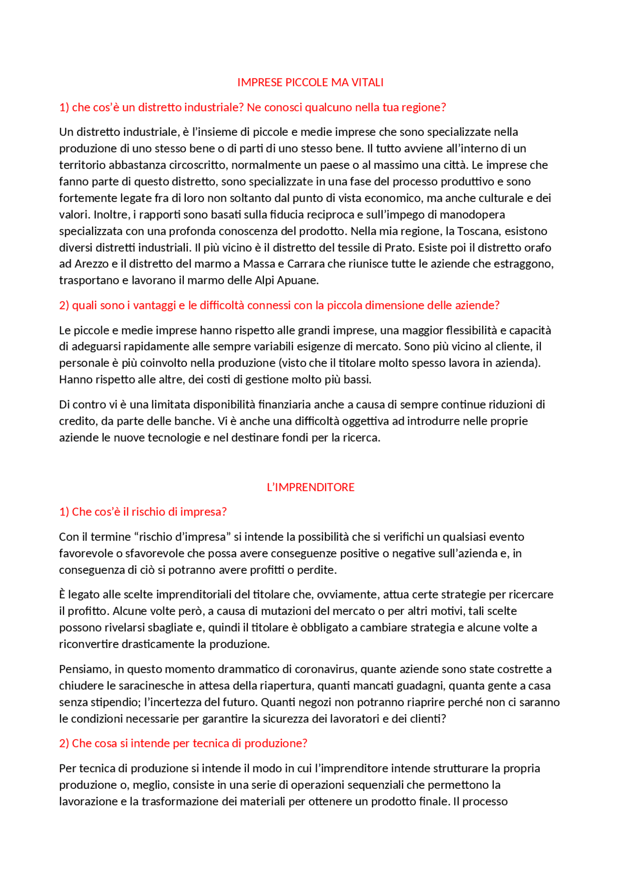 Imprese E Imprenditore Docsity