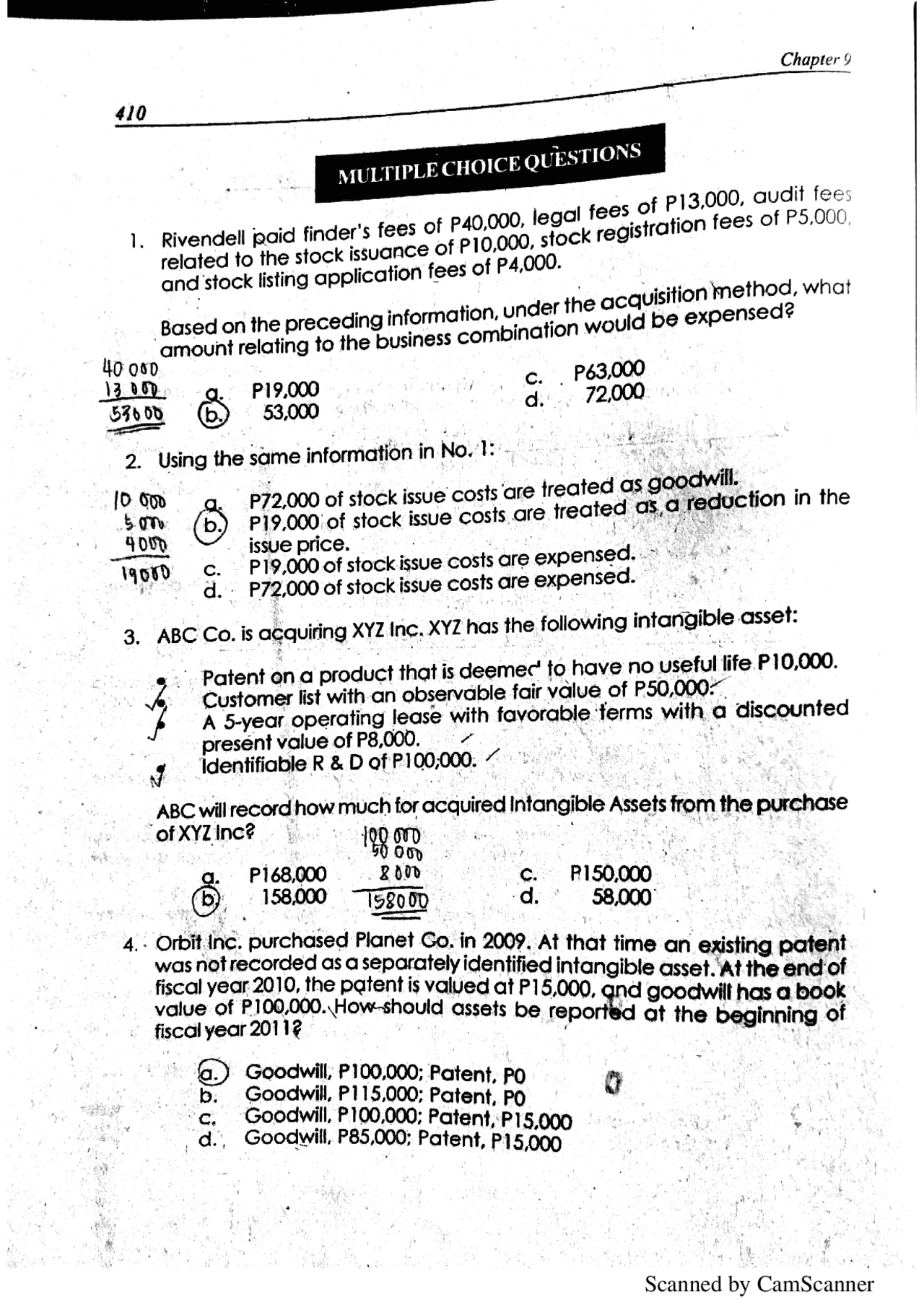 Exams For Advanced Accounting Docsity