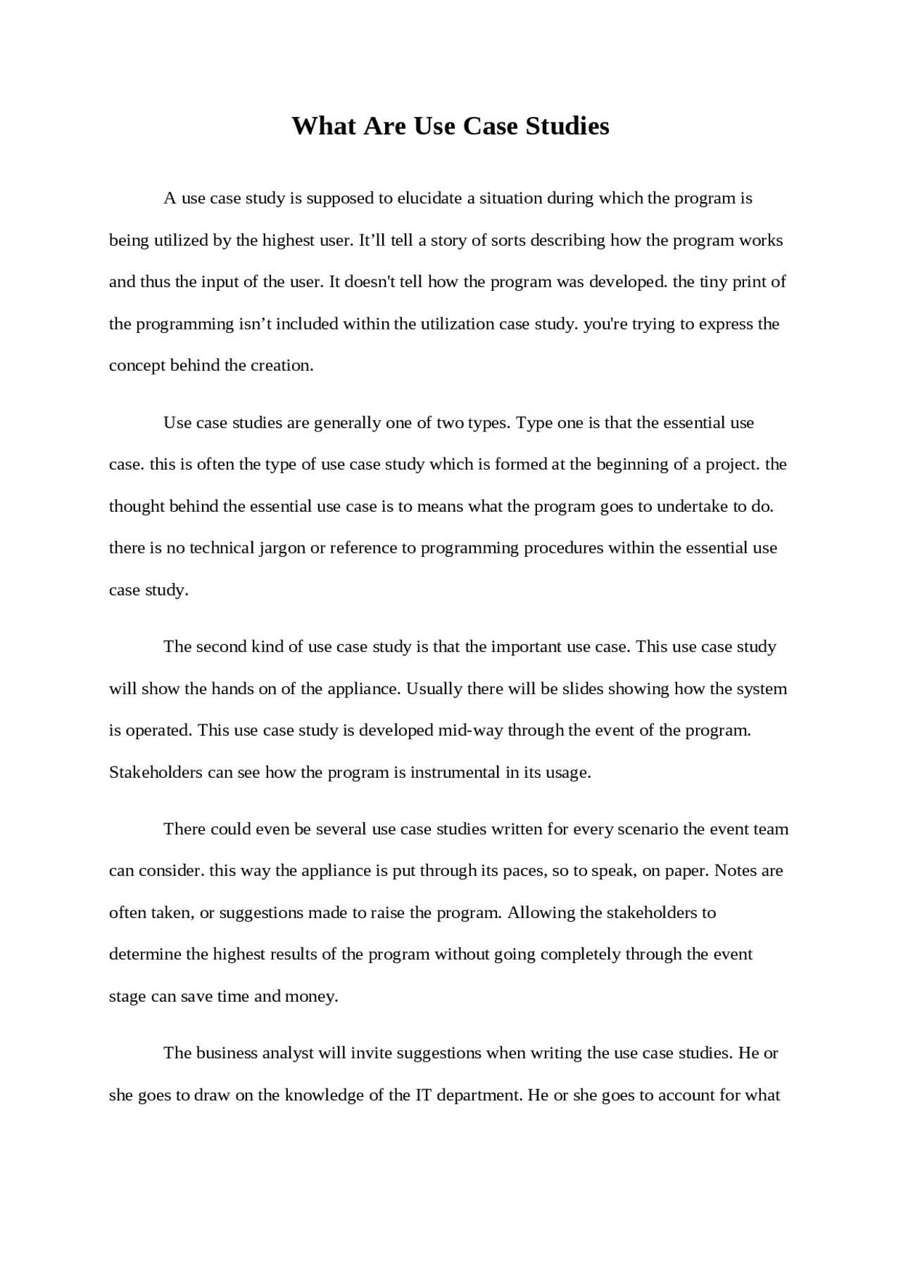 What Are Use Case Studies - Docsity