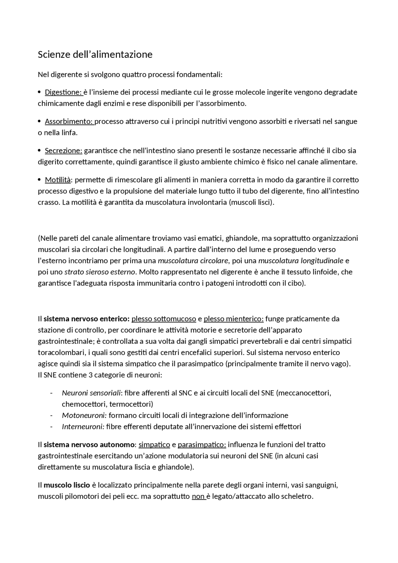 Riassunto Scienze Dellalimentazione Docsity