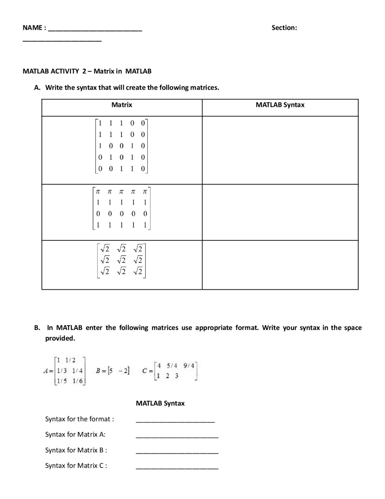 Linear Algebra Assessments Using Matlab Exercises Linear Algebra Docsity